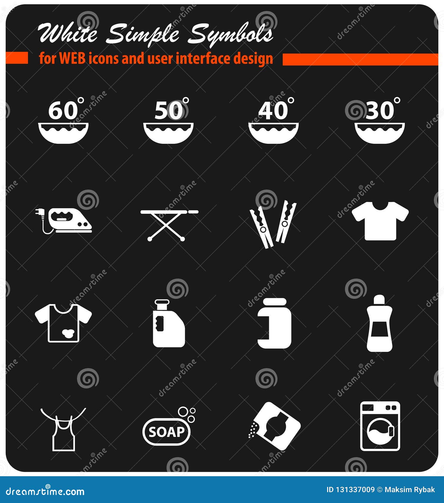 Laundry icon set stock vector. Illustration of clothespegs - 131337009