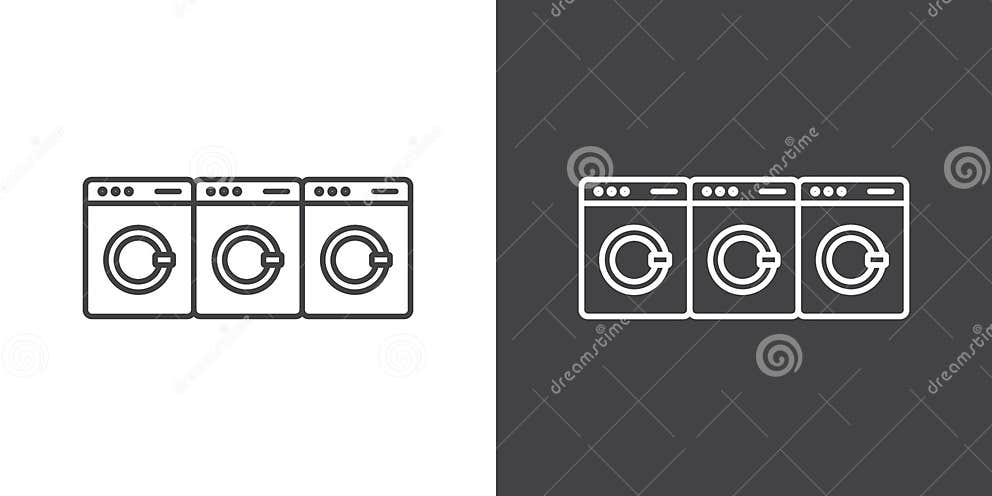 Laundry Icon Flat Vector Set Outline Stock Illustration - Illustration ...