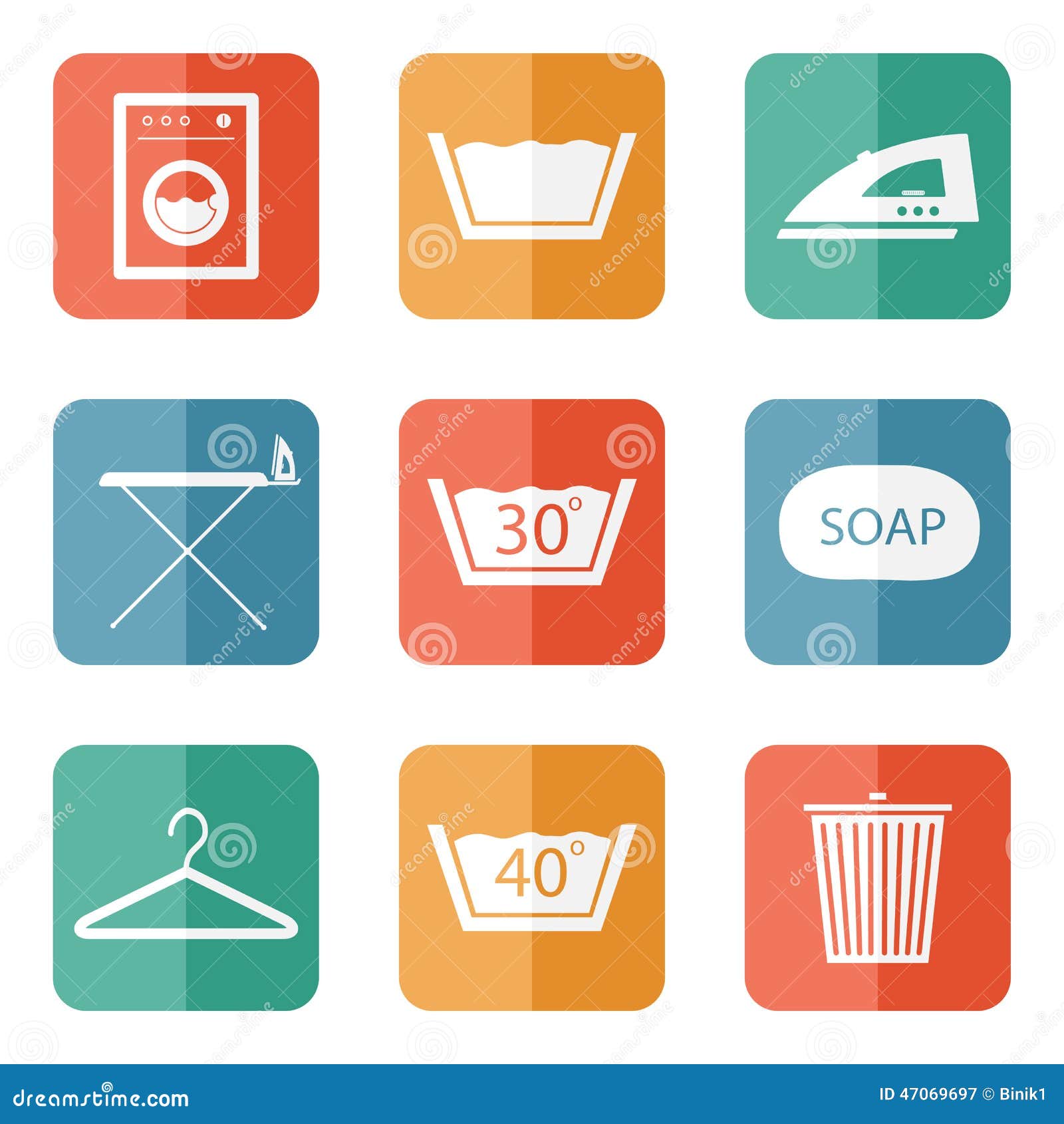 Laundry icons stock vector. Illustration of bowel, cloth - 47069697