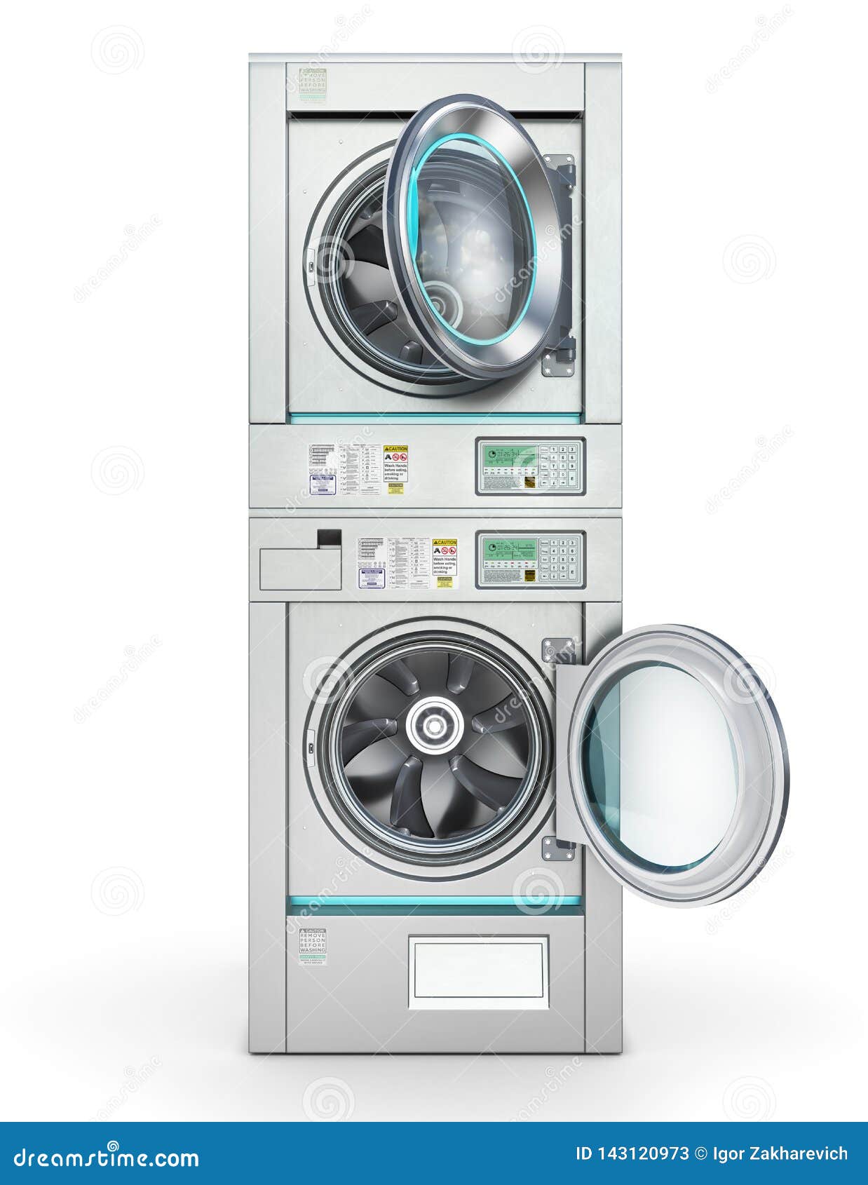 Laundry. Industrial Washing Machine Isolated on the White Stock ...