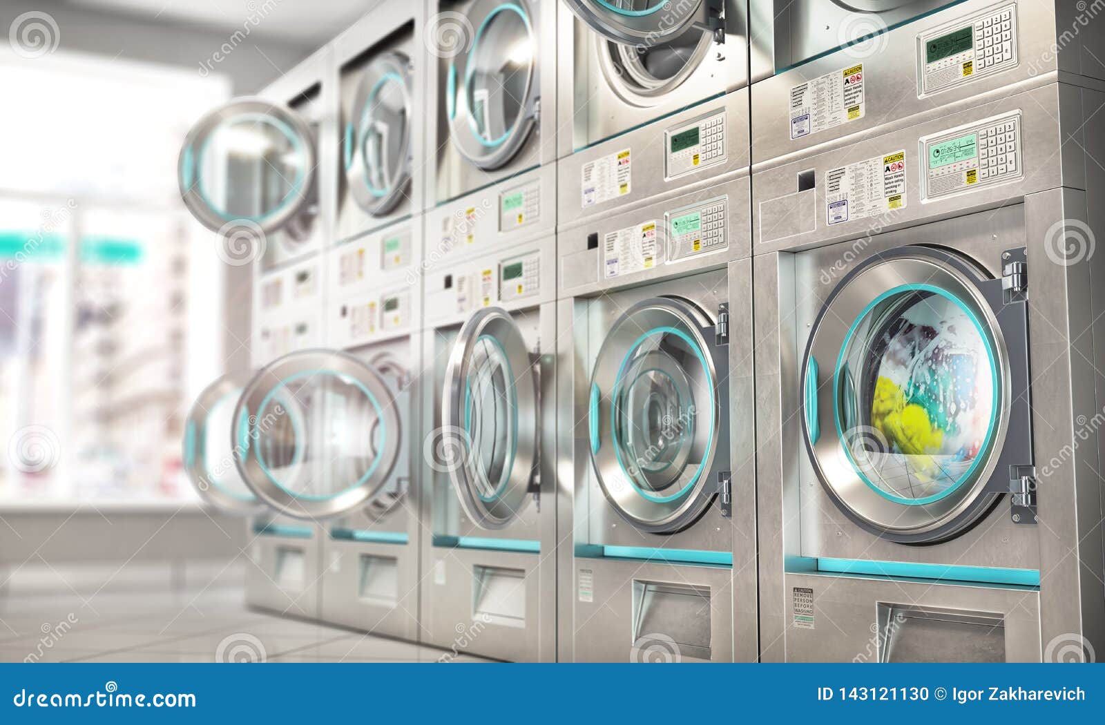 Row Of Washing Machines Poster With Ample Space For Text Placement To ...