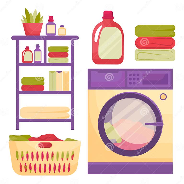 Laundry Infographics with Sequence of Four Round Compositions ...