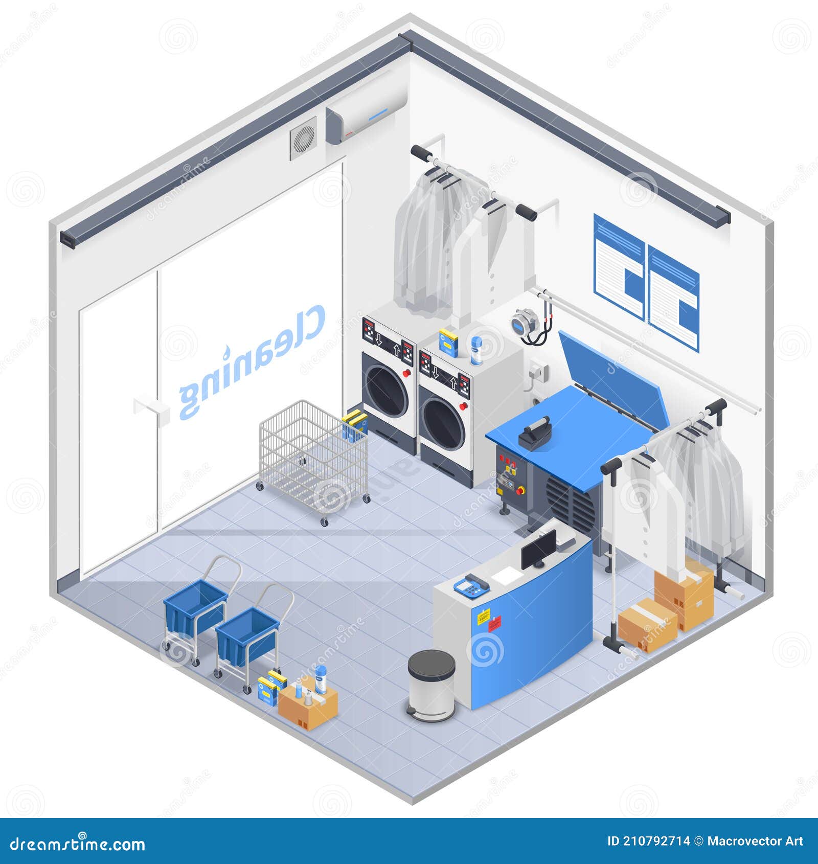 Laundry Interior Isometric Composition Stock Vector - Illustration of ...