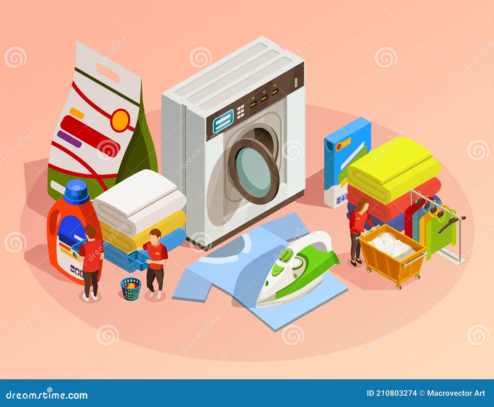 Laundry Isometric Dry Cleaning Composition Stock Vector - Illustration ...