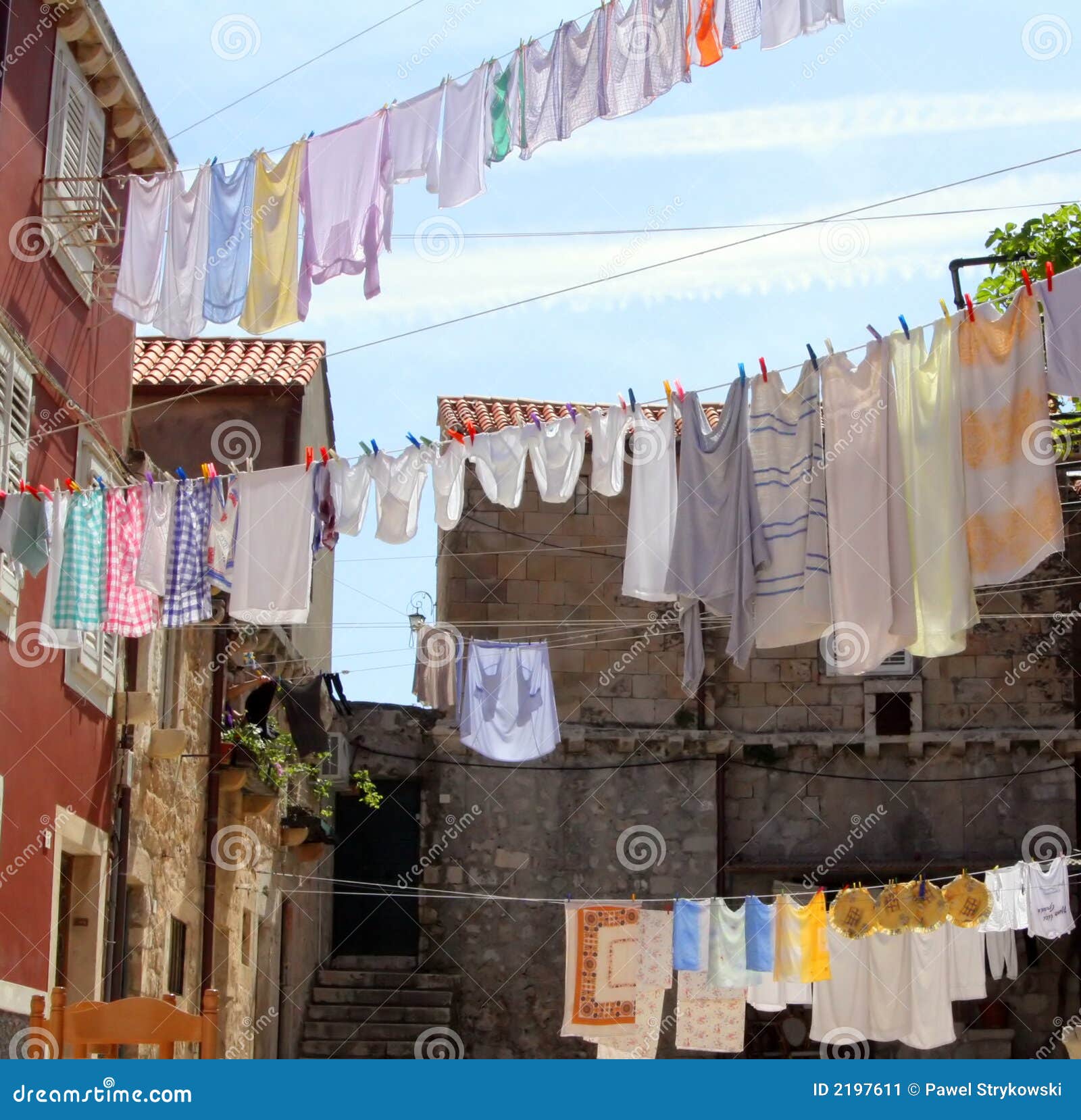 Laundry on the line stock image. Image of midday, horizontal - 2197611