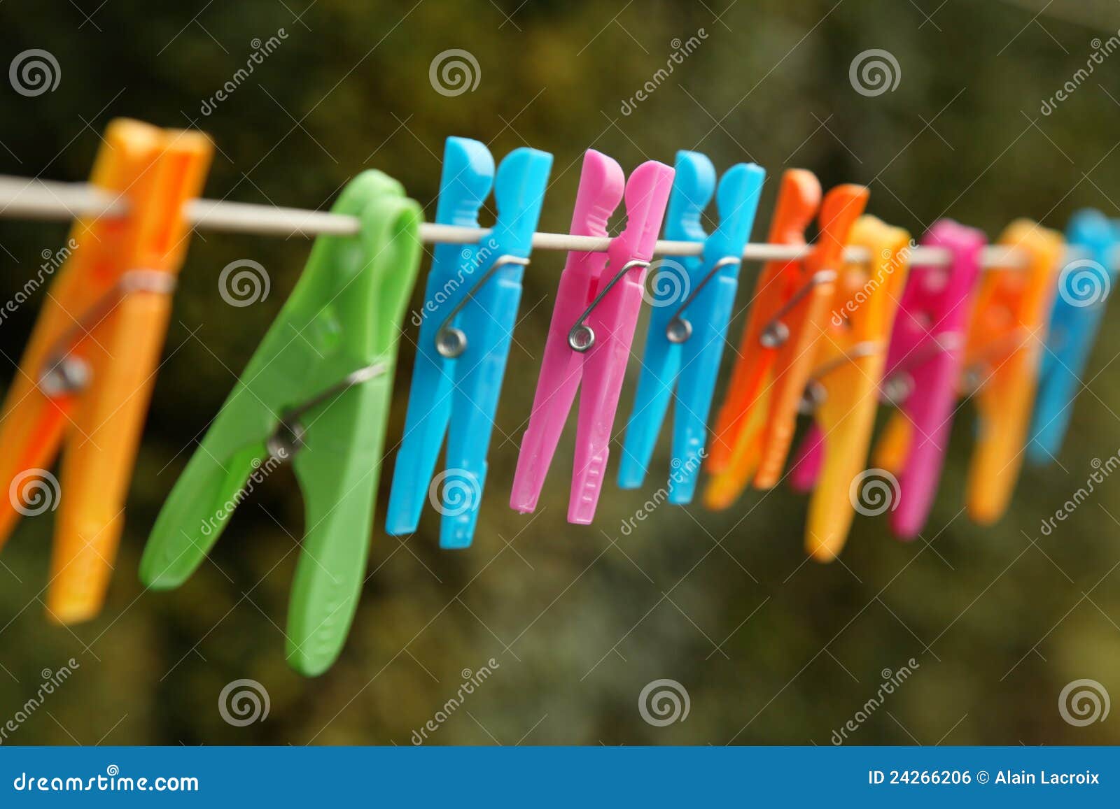 Laundry Line With White Clothes And Green Nature Background. Stock ...