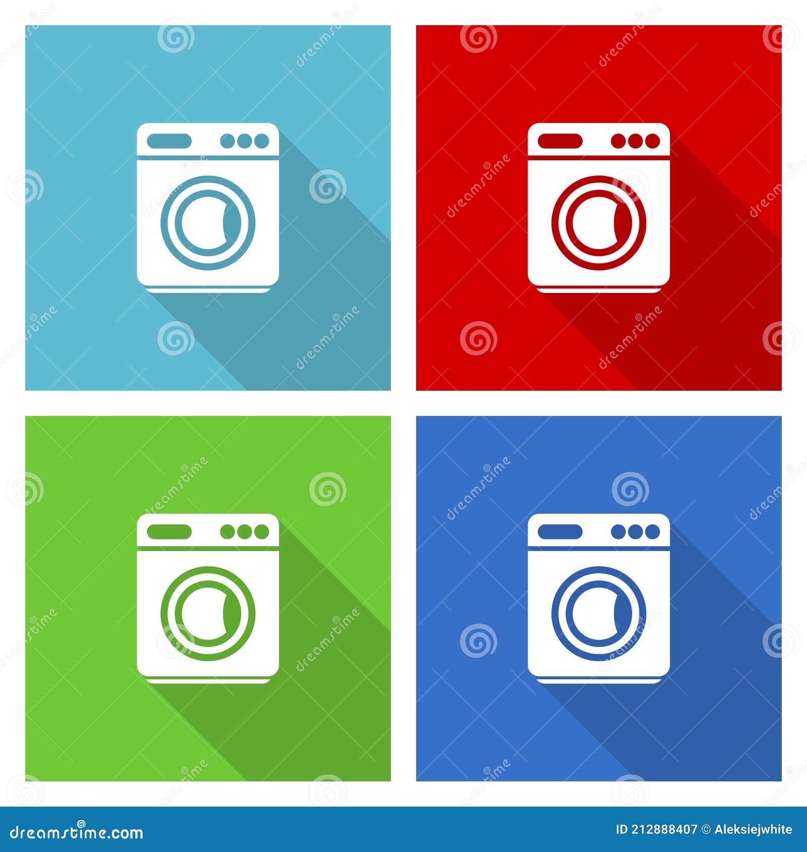 Laundry, Machine, Washer, Icon Set, Flat Design Vector Illustration in ...