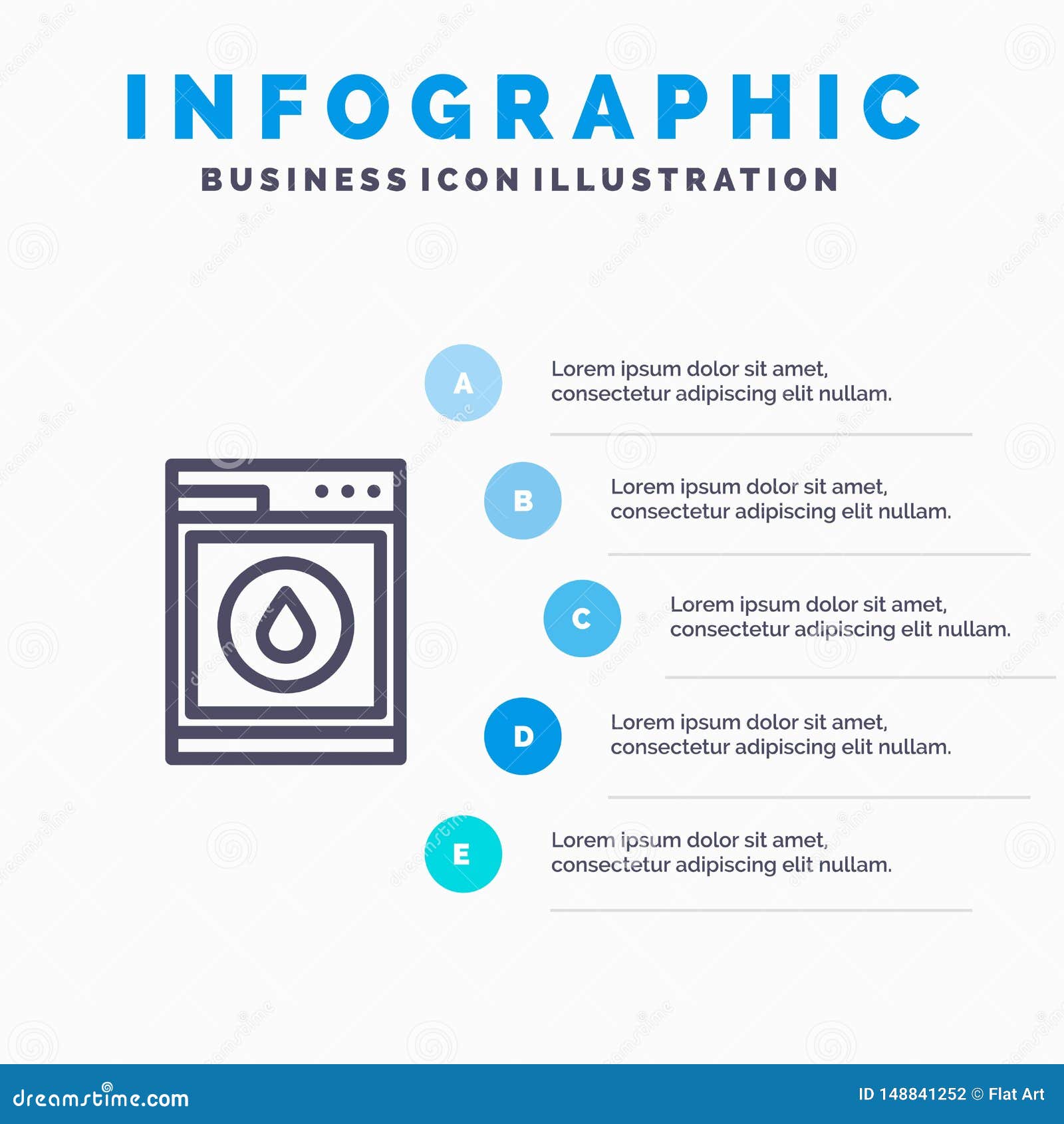 Laundry, Machine, Washing, Robot Blue Infographics Template 5 Steps ...