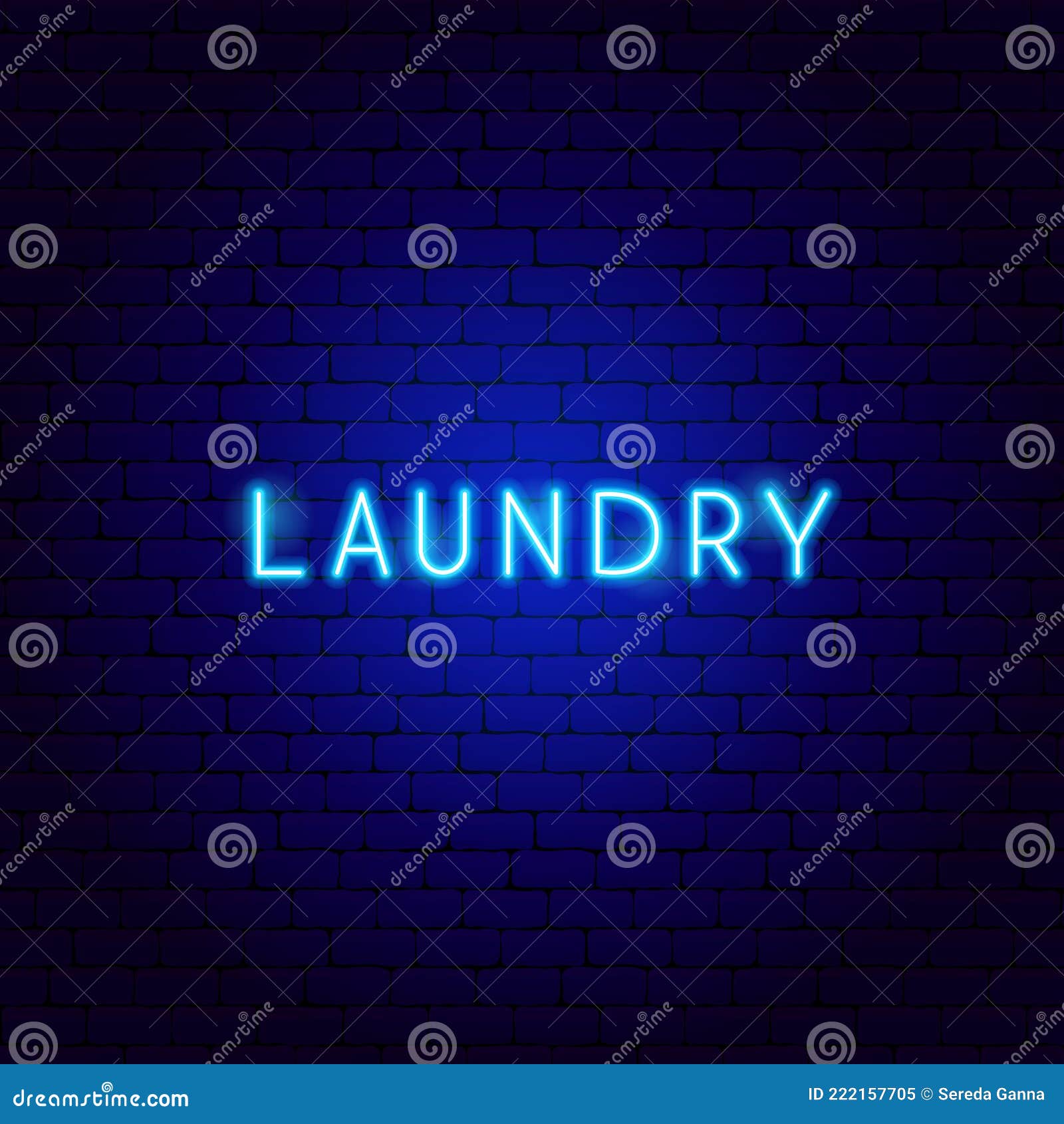 Laundry Neon Text stock vector. Illustration of cleaner - 222157705