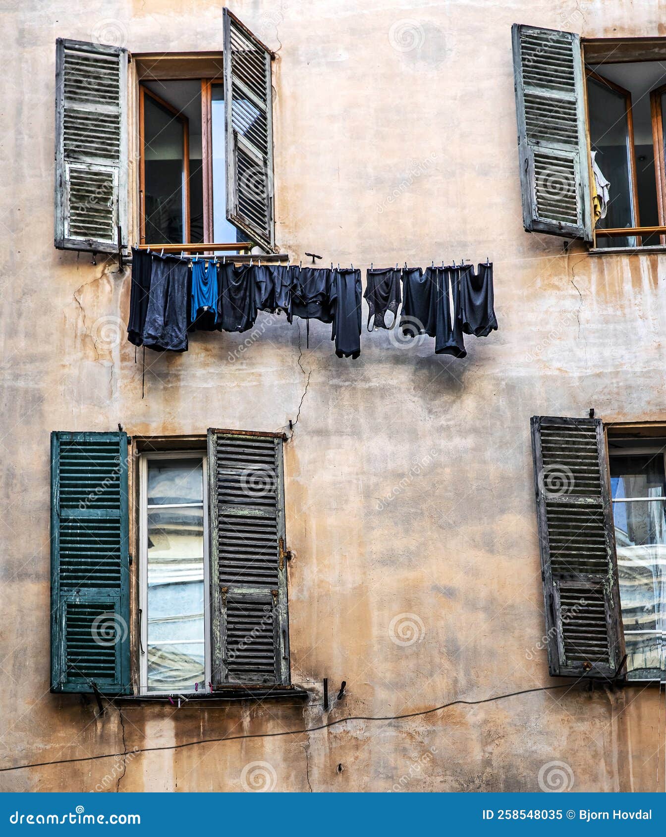 Laundry outside the window stock image. Image of blinds - 258548035