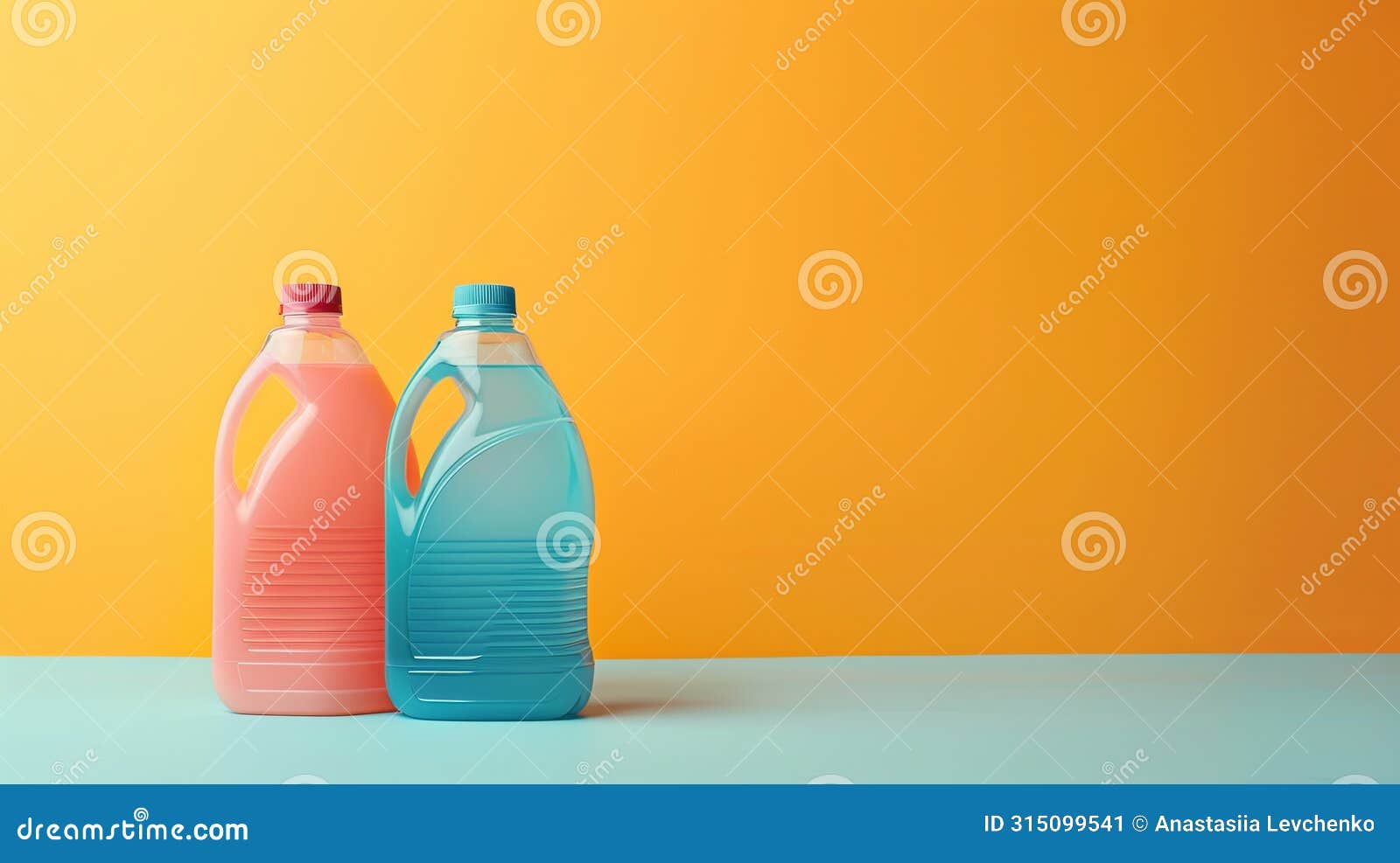 Laundry Product. Two Bottles of Detergents on a Bright Orange ...