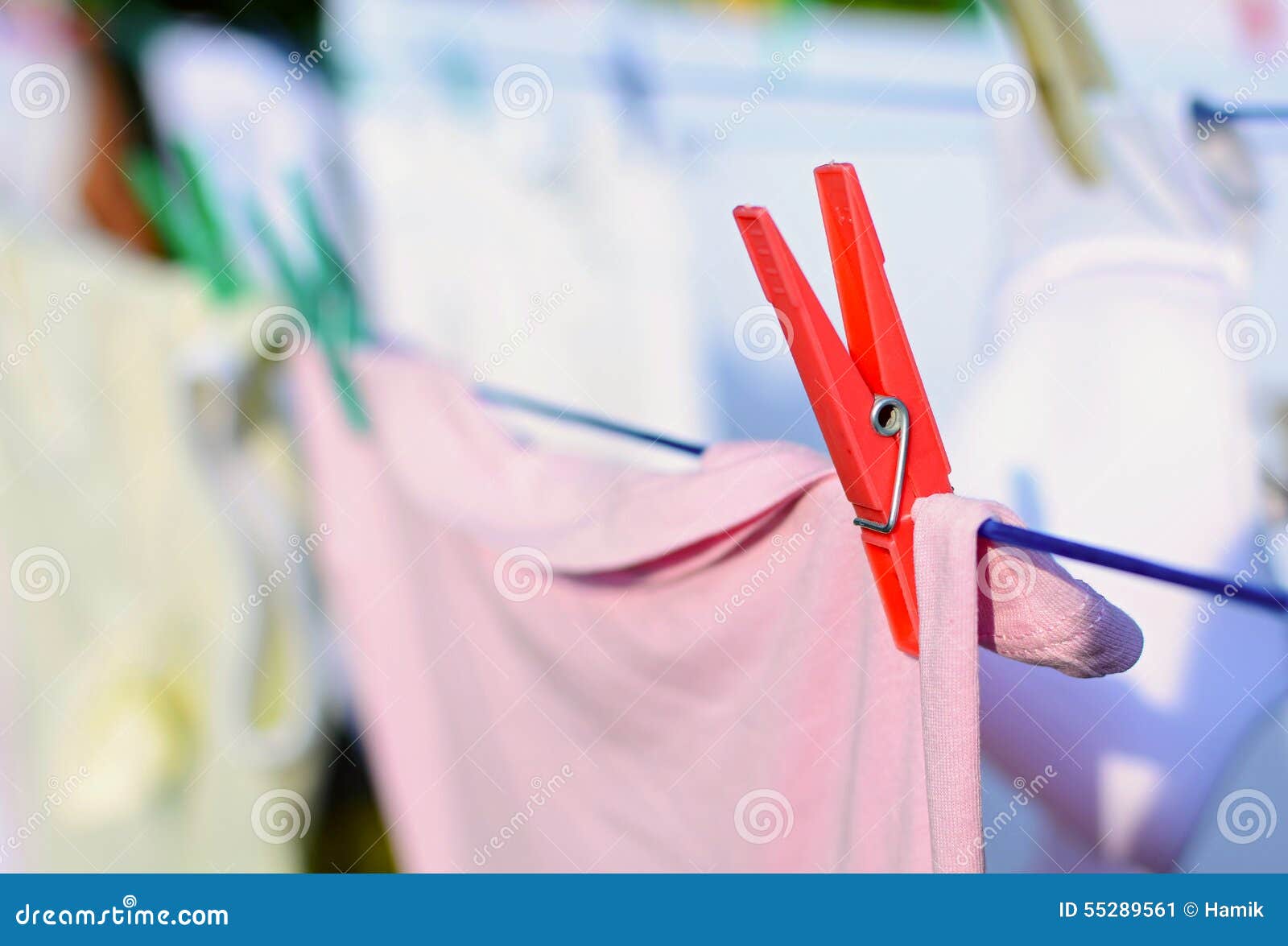 Laundry with red peg stock image. Image of drying, colorful - 55289561