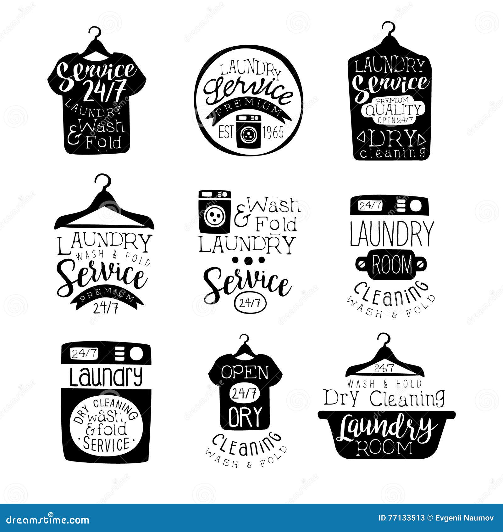 Laundry Room Black and White Label Set Stock Vector - Illustration of ...