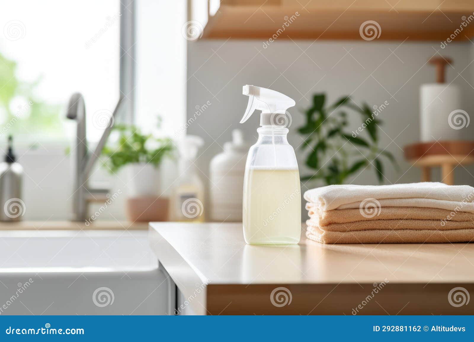 A Laundry Room with an Eco-friendly Detergent Bottle on the Counter ...