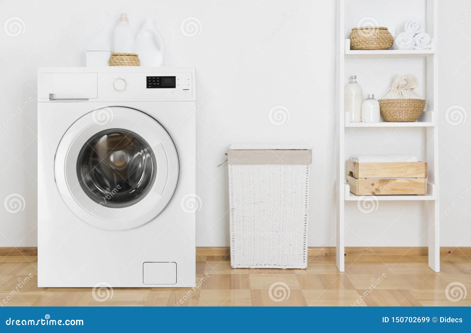 Laundry Room Interior with Washing Machine and Shelf Near Wall Stock ... Laundry Room Interior with Washing Machine and Shelf Near Wall Stock ...
