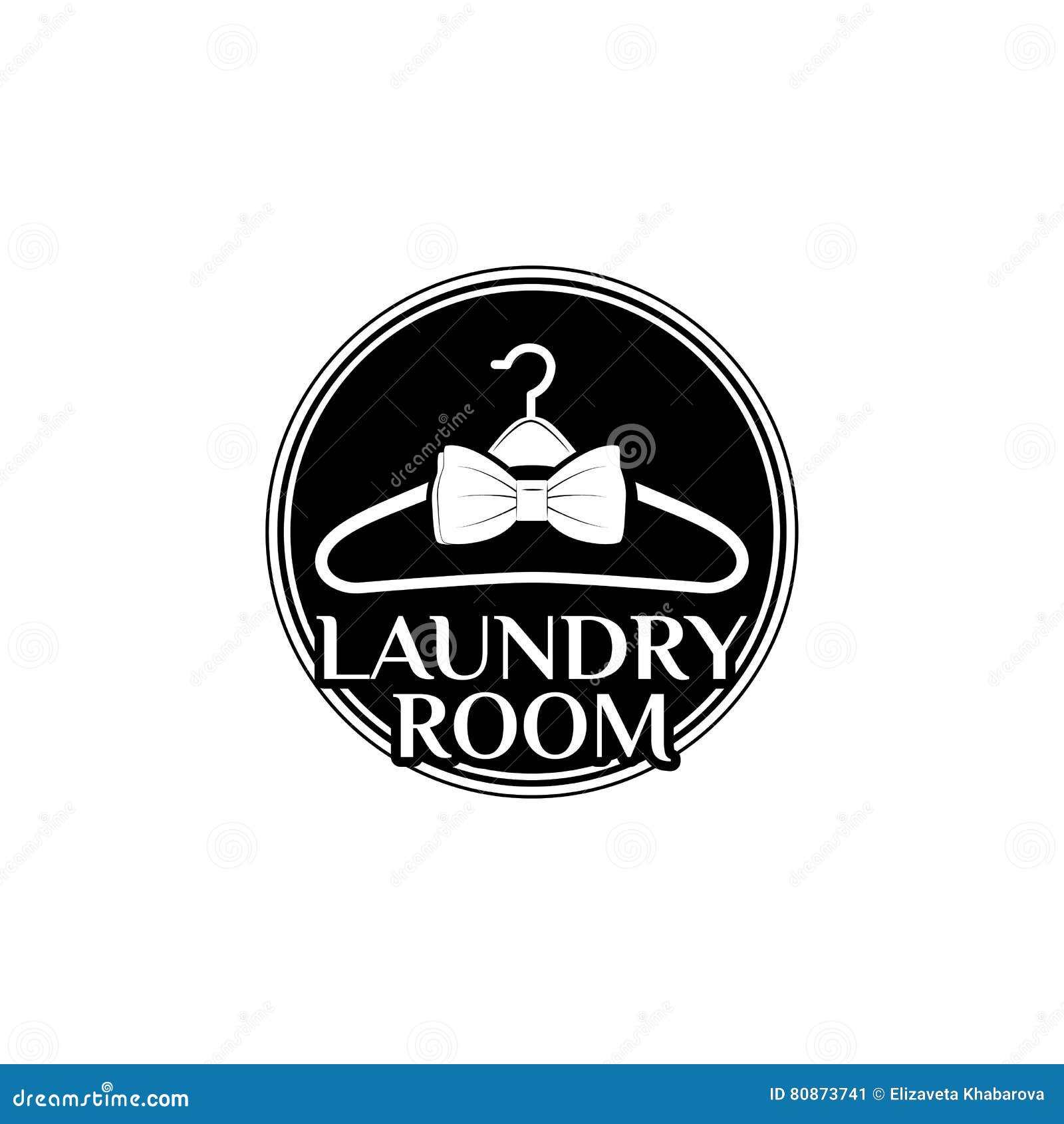 Laundry Room Label, Badge, Logo with Hanger and Bow-tie Stock Vector ...