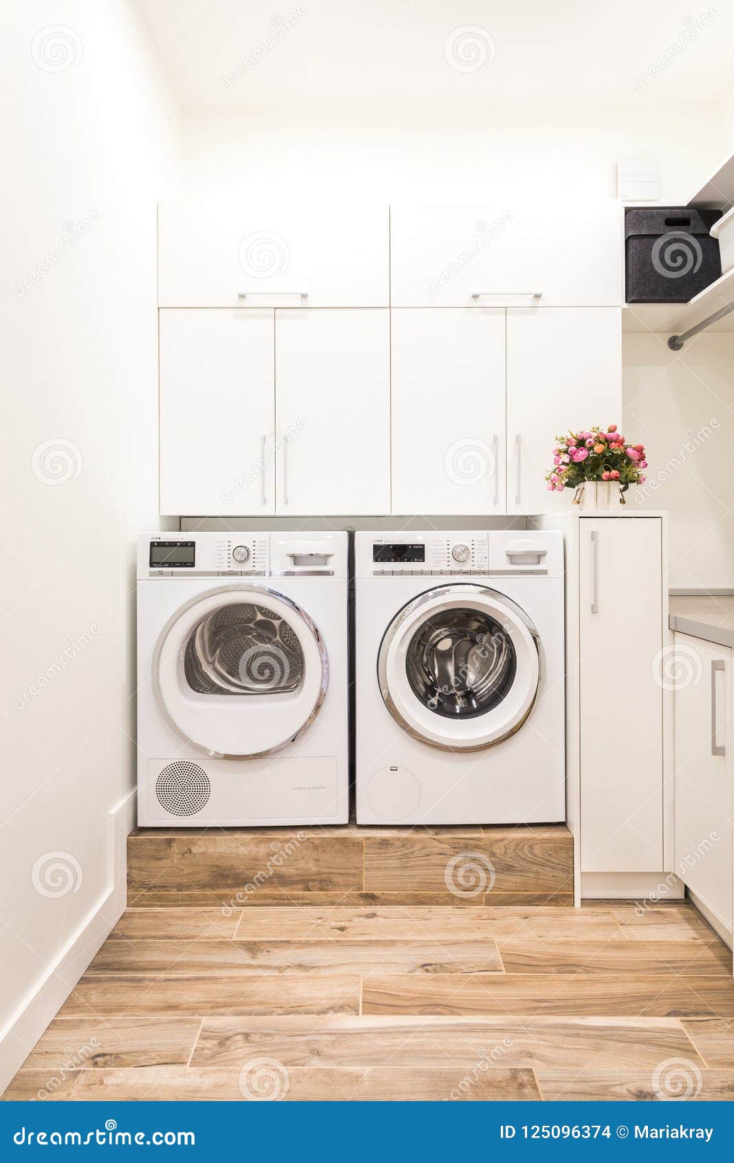 Laundry Room in Modern Style with Wasing and Drying Machine Stock Photo ...