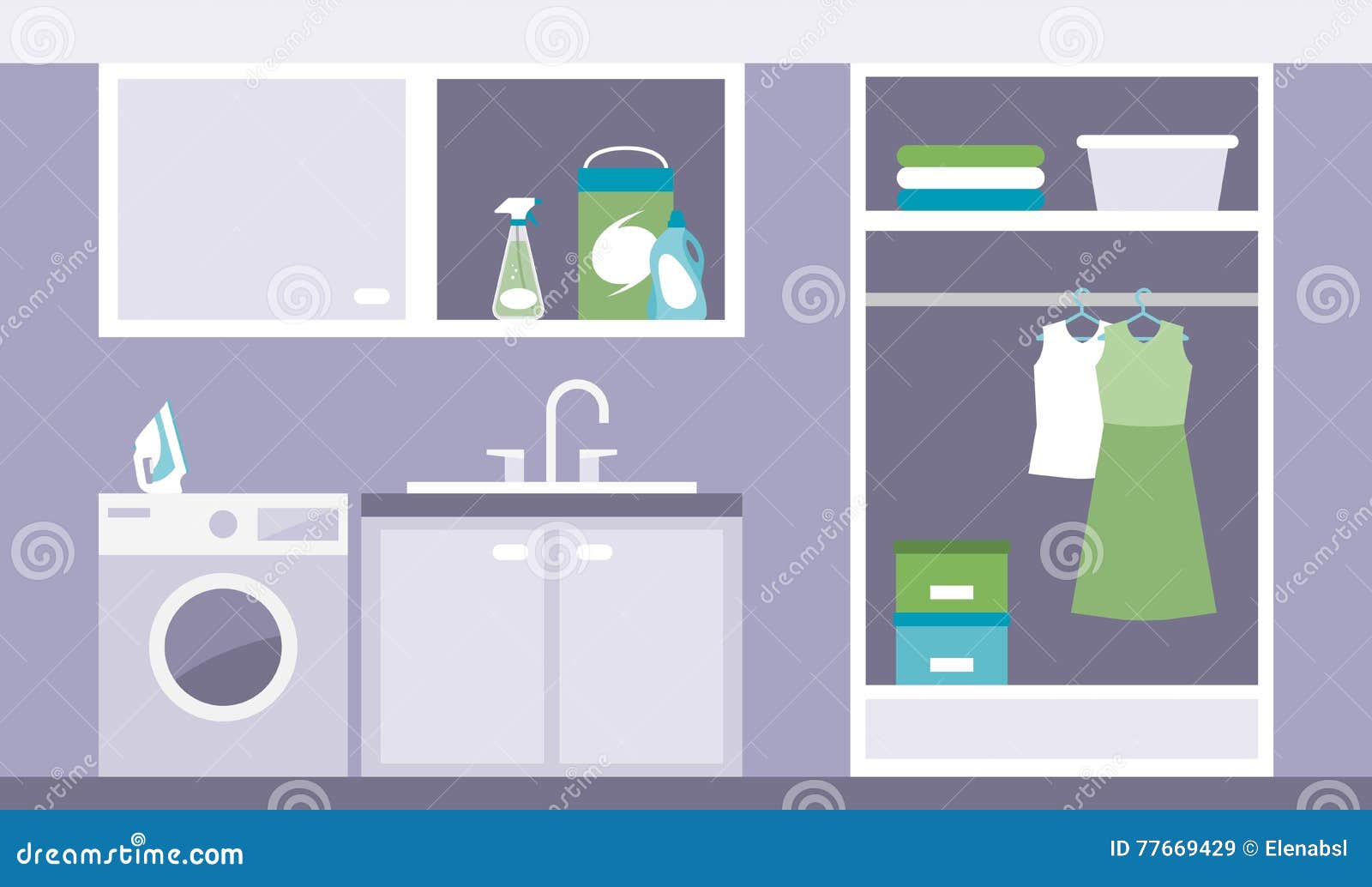 Laundry room stock vector. Illustration of modern, vector - 77669429