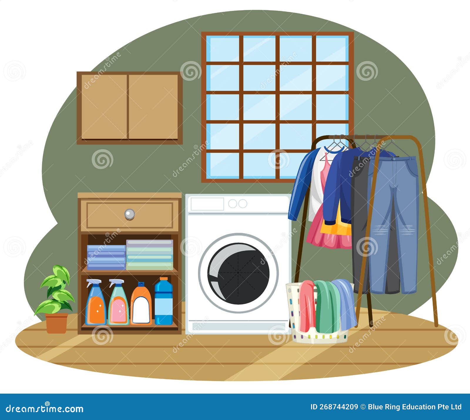 Laundry room objects set stock vector. Illustration of laundry - 268744209