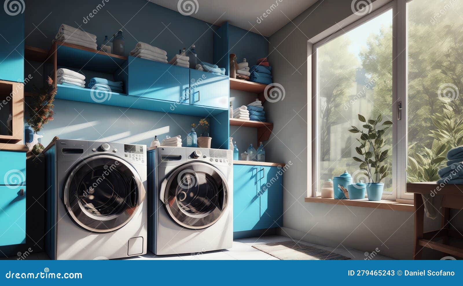 A Laundry Room with a Washer and Dryer. Generative AI Stock ...