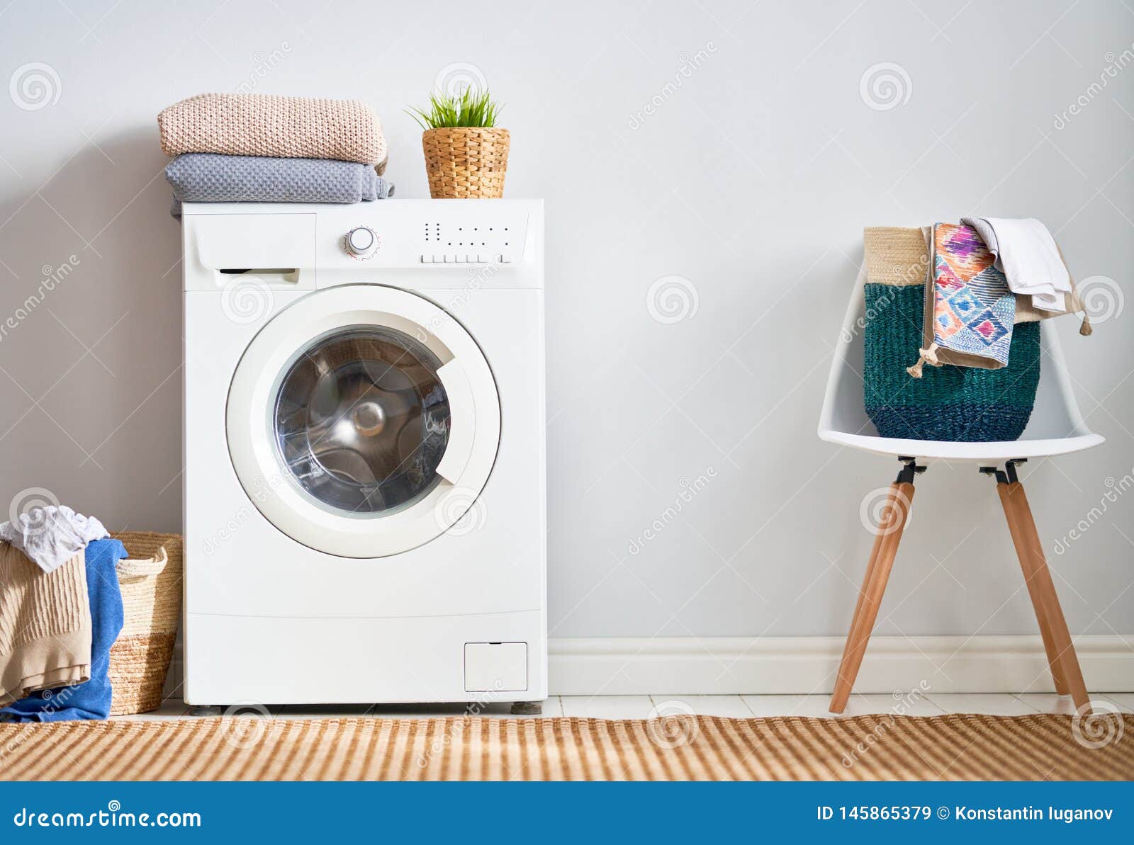 Laundry Room with a Washing Machine Stock Image - Image of household ...