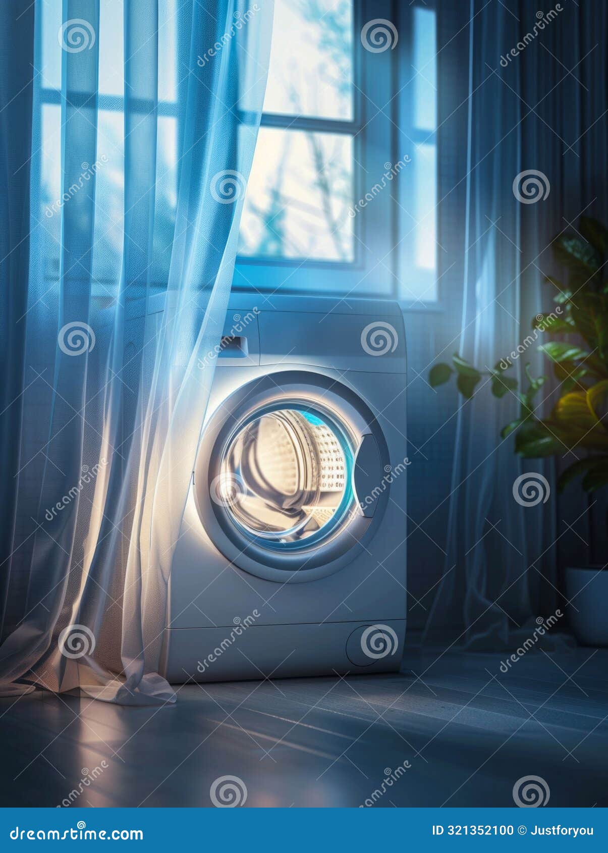 Laundry Room with Washing Machine in Sunlight. Generative Ai Stock ...