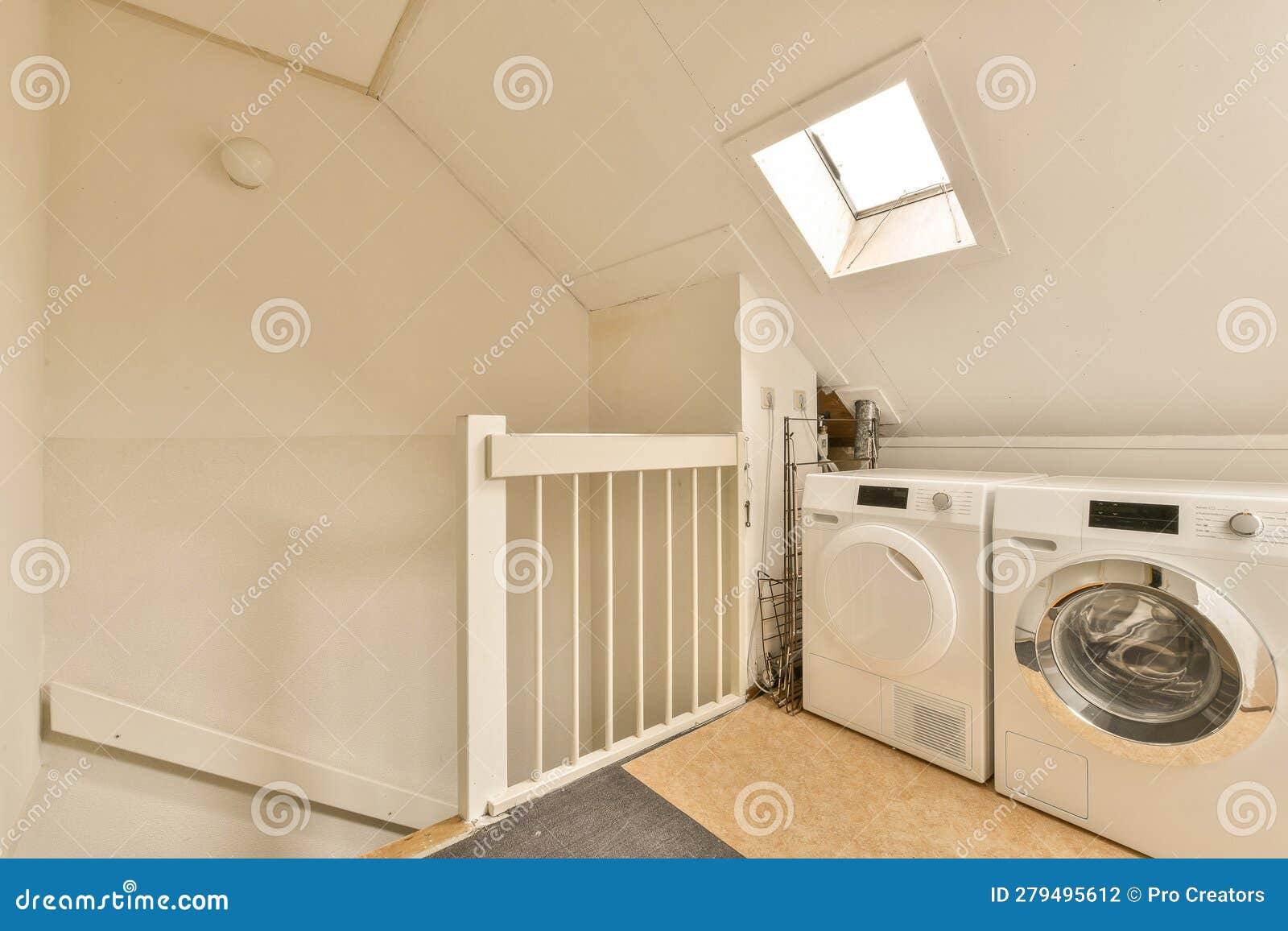 A Laundry Room with a Washing Machine and a Window Stock Photo - Image ...