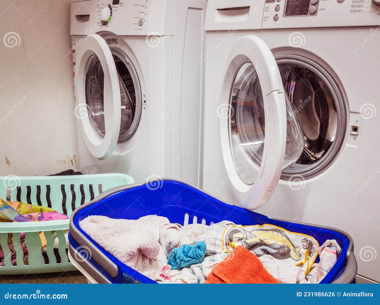 Laundry Room with Washing Machines in the House Stock Photo - Image of ...