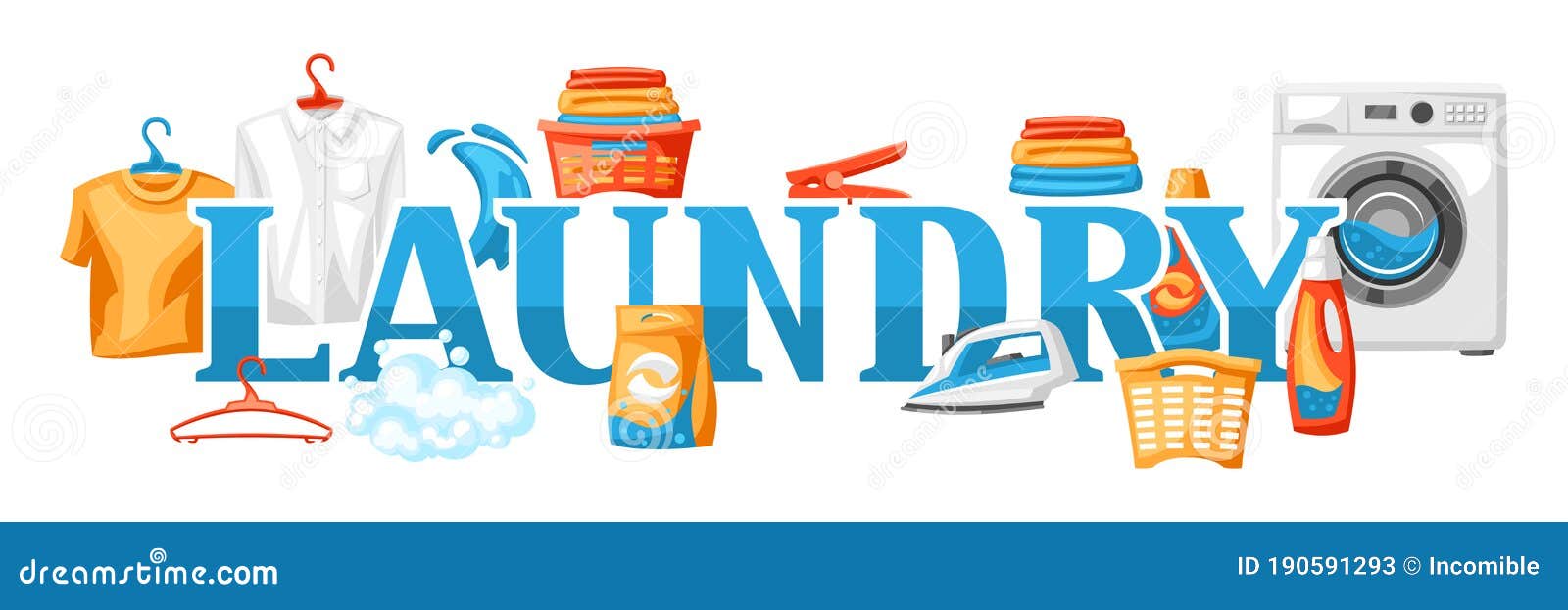 Laundry Service Background with Professional Items. Stock Vector ...