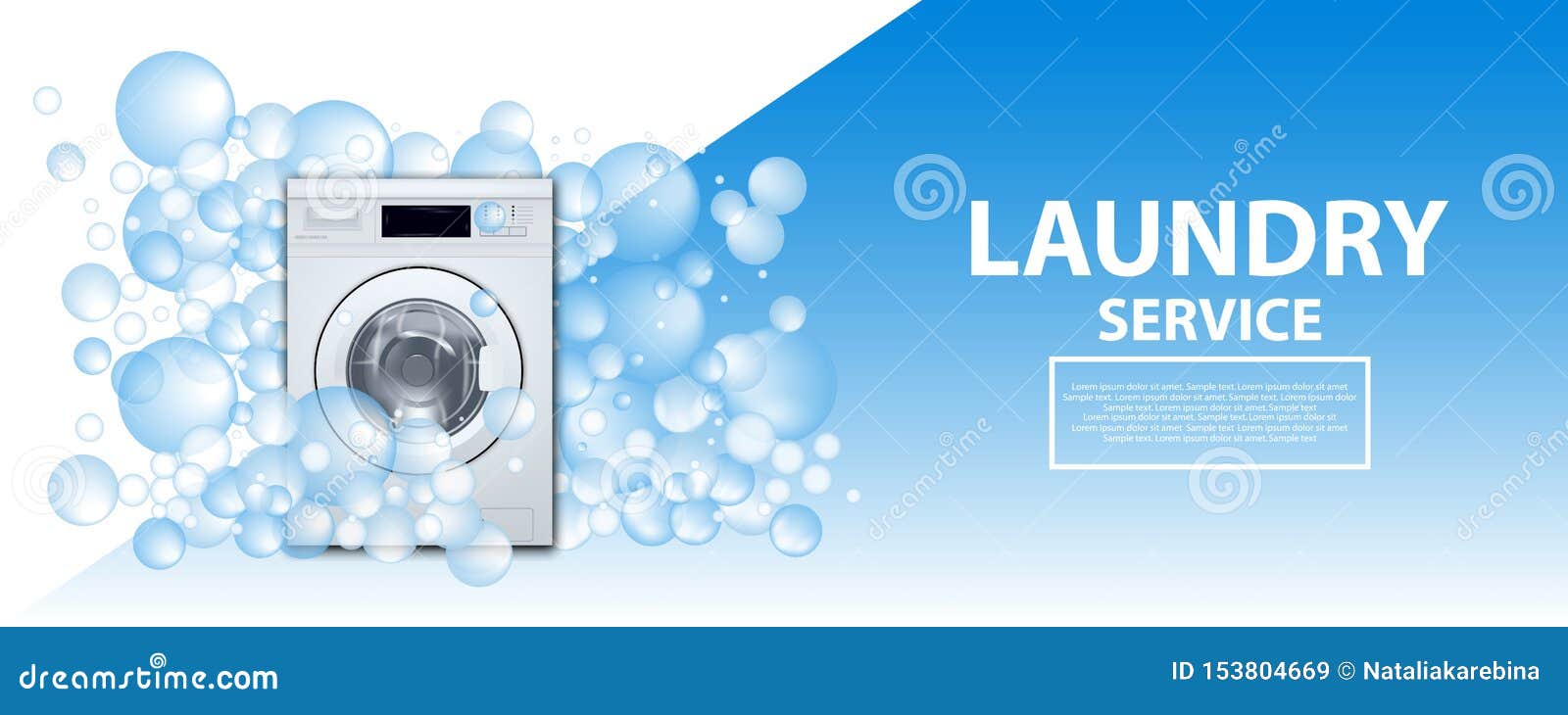 Laundry Service Banner or Poster. Washing Machine Front Loading ...