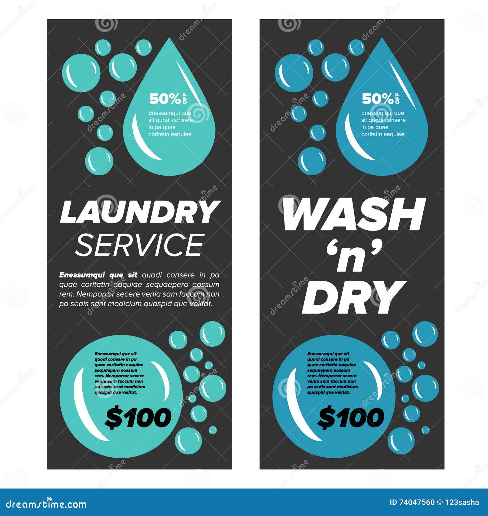 Laundry service banners stock vector. Illustration of fresh - 74047560