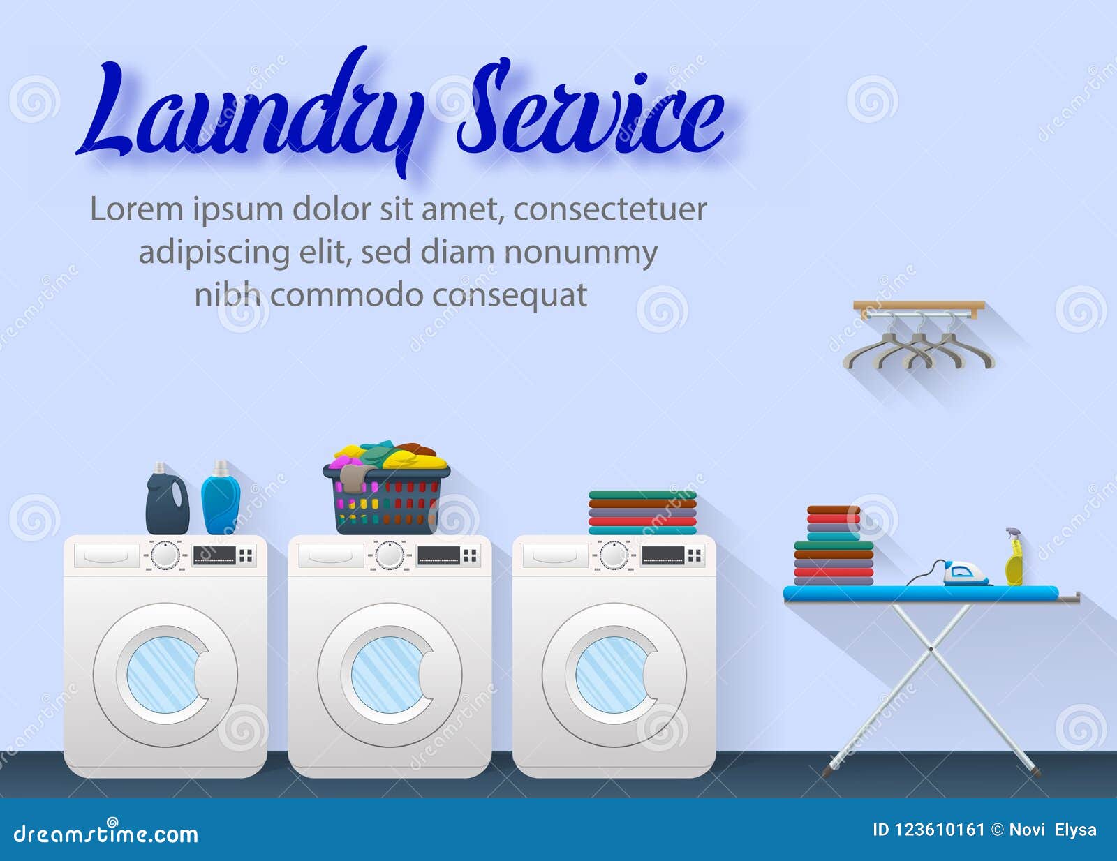 Laundry Service Or Laundromat Vector Labels Templates Of Washing ...