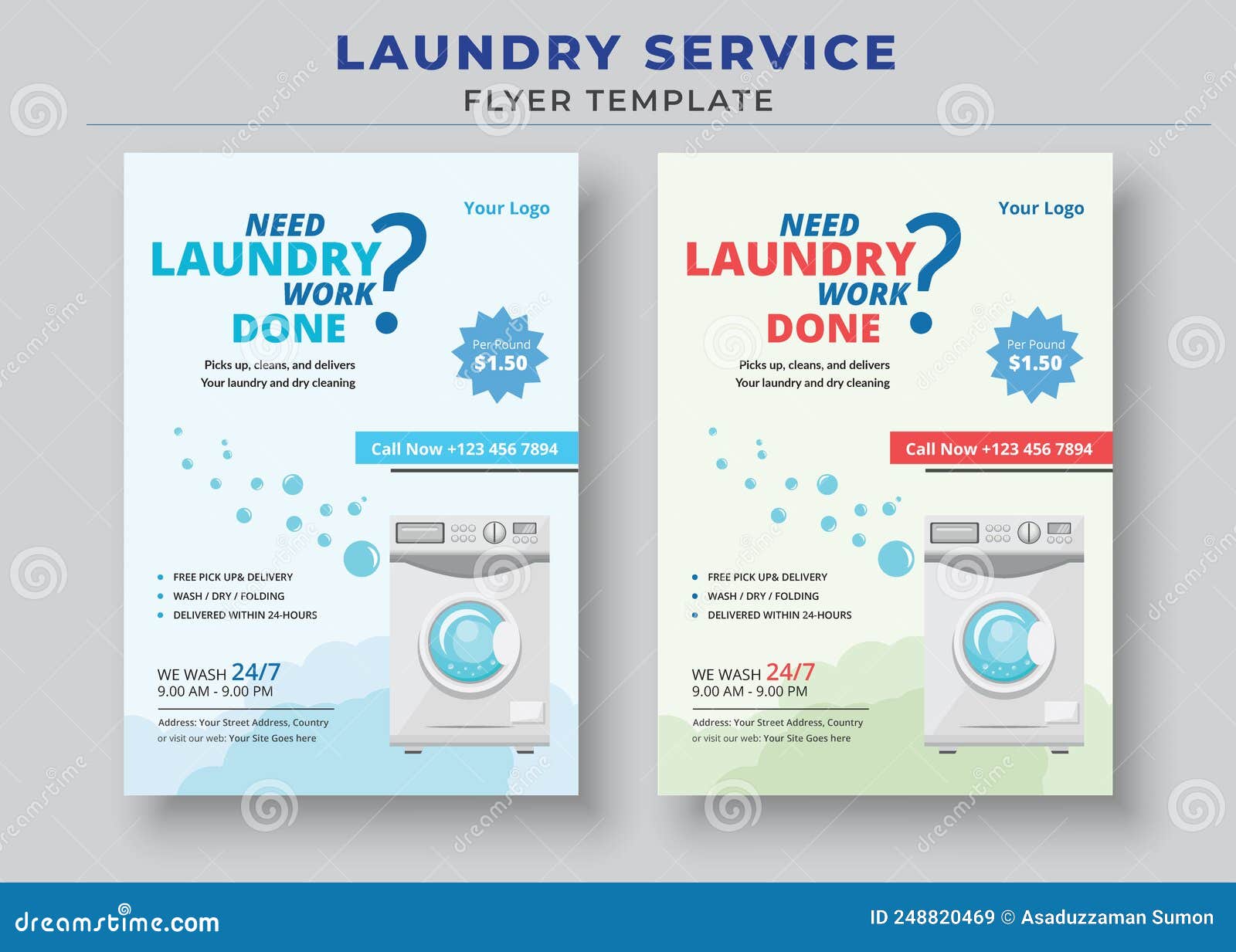 Laundry Service Flyer Template, Dry Cleaner Flyer, Poster Brochure ...