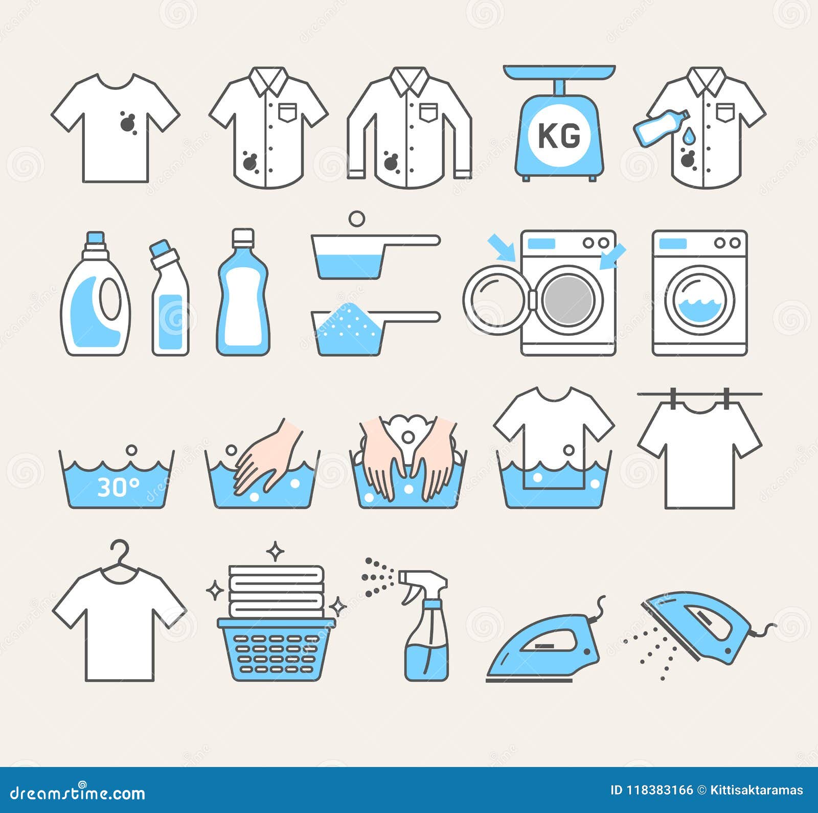 Laundry Icons Set. Washing Symbols Set. Outline Set Of Laundry Vector ...