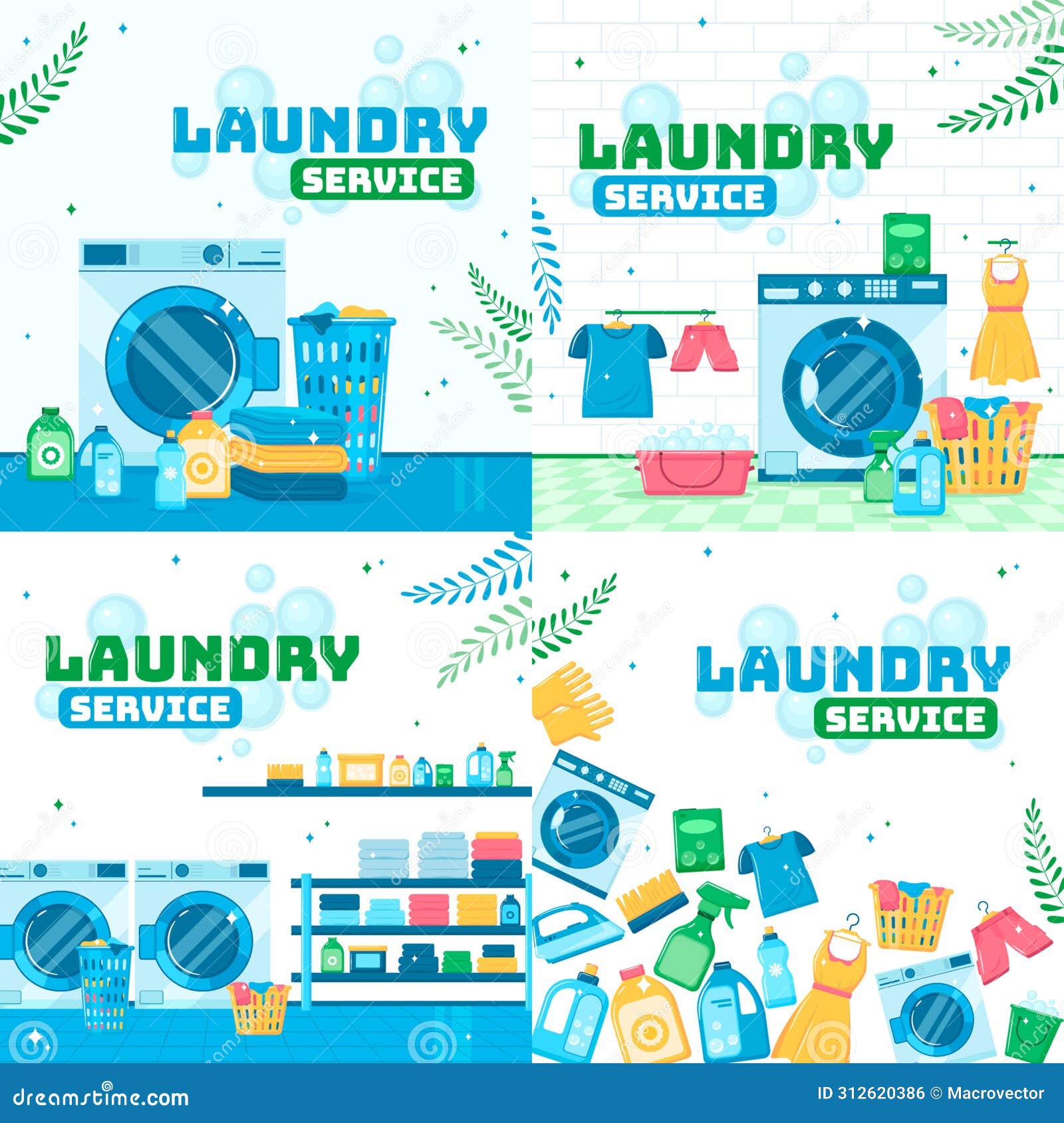 Laundry Service Illustrations in Flat Design Stock Illustration ...