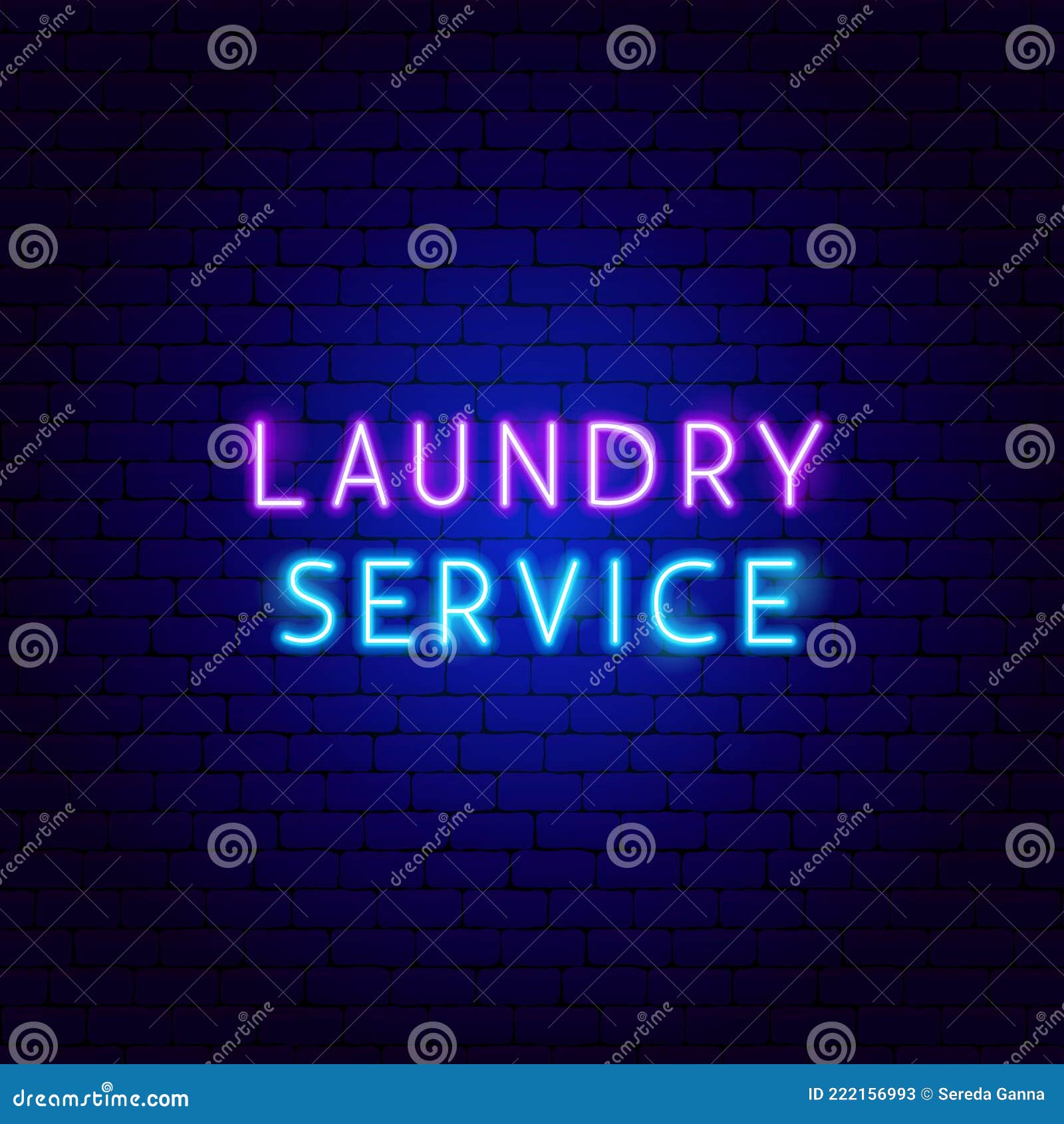 Laundry Service Neon Text stock vector. Illustration of washing - 222156993