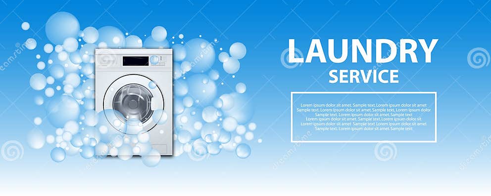 Laundry Service Poster or Banner. Washing Machine Front Loading ...
