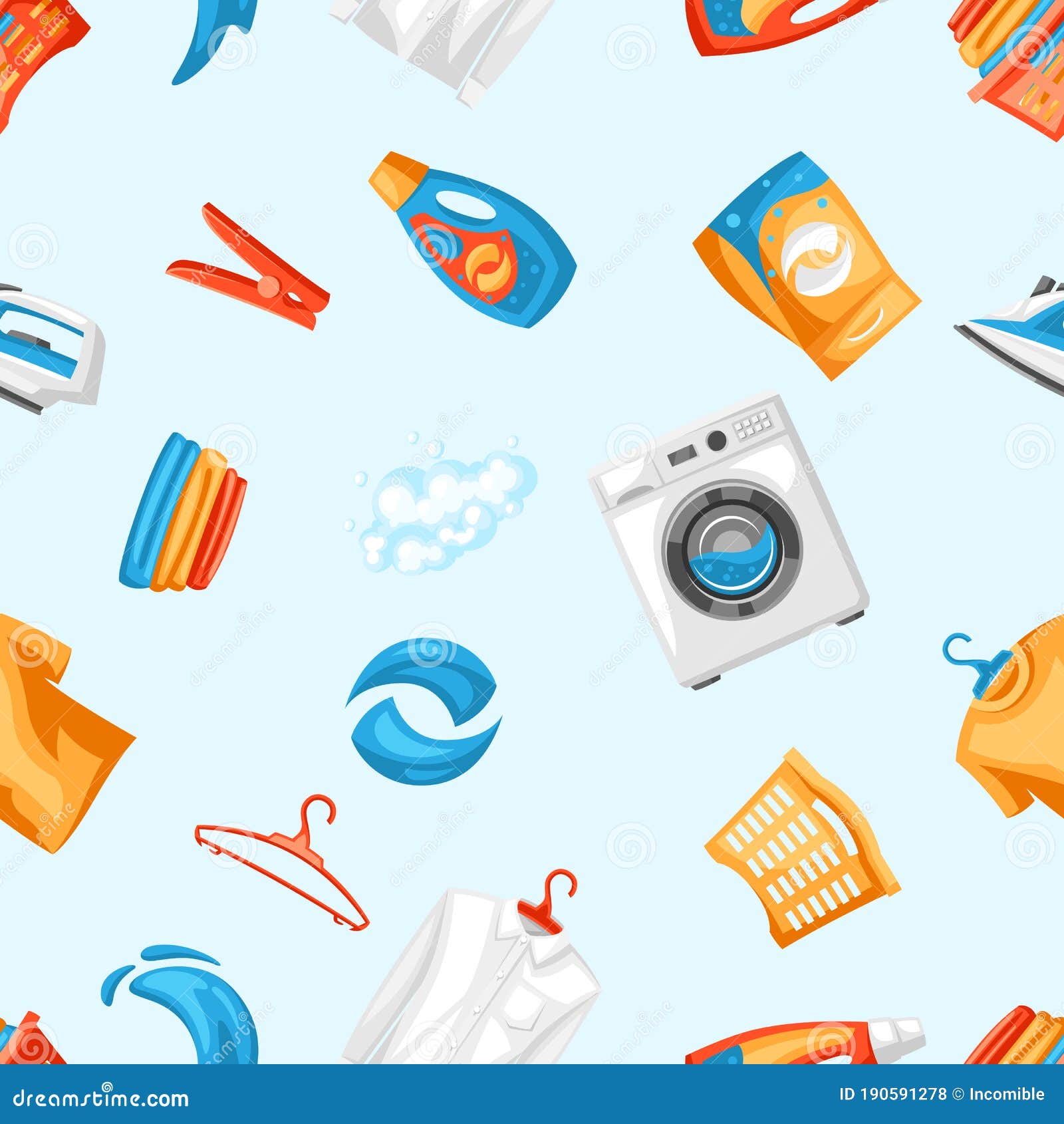 Laundry Service Seamless Pattern with Professional Items. Stock Vector ...