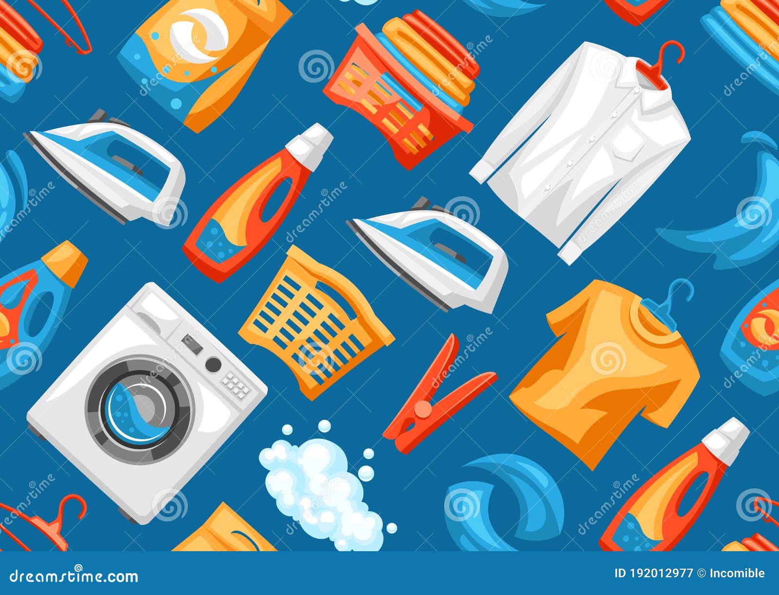 Laundry Service Seamless Pattern with Professional Items. Stock Vector ...