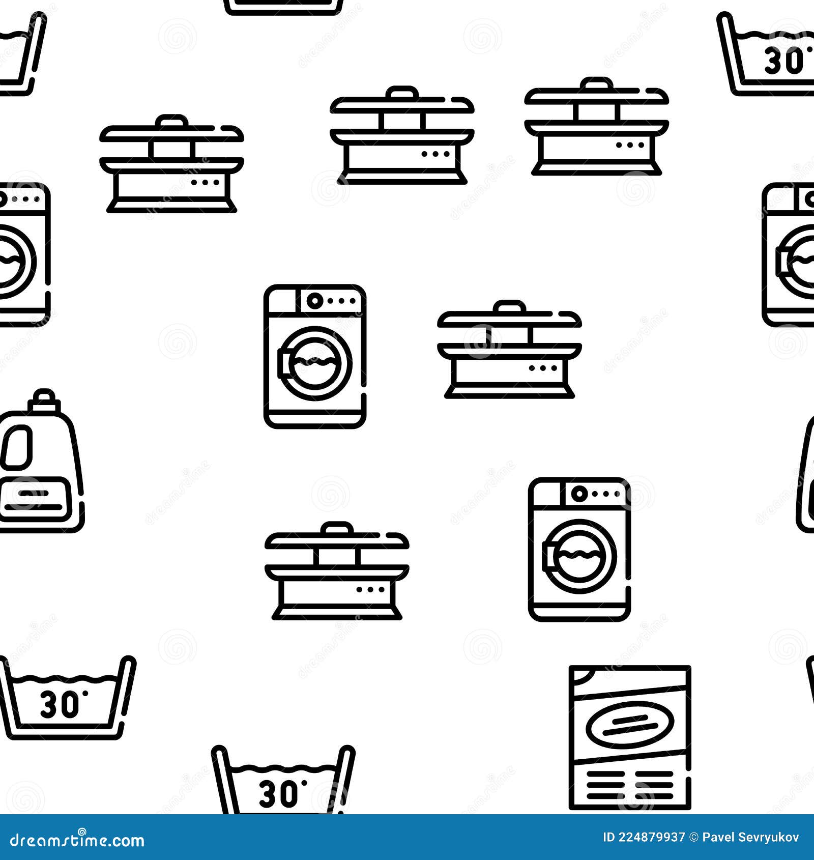 Laundry Service Tool Vector Seamless Pattern Stock Vector ...