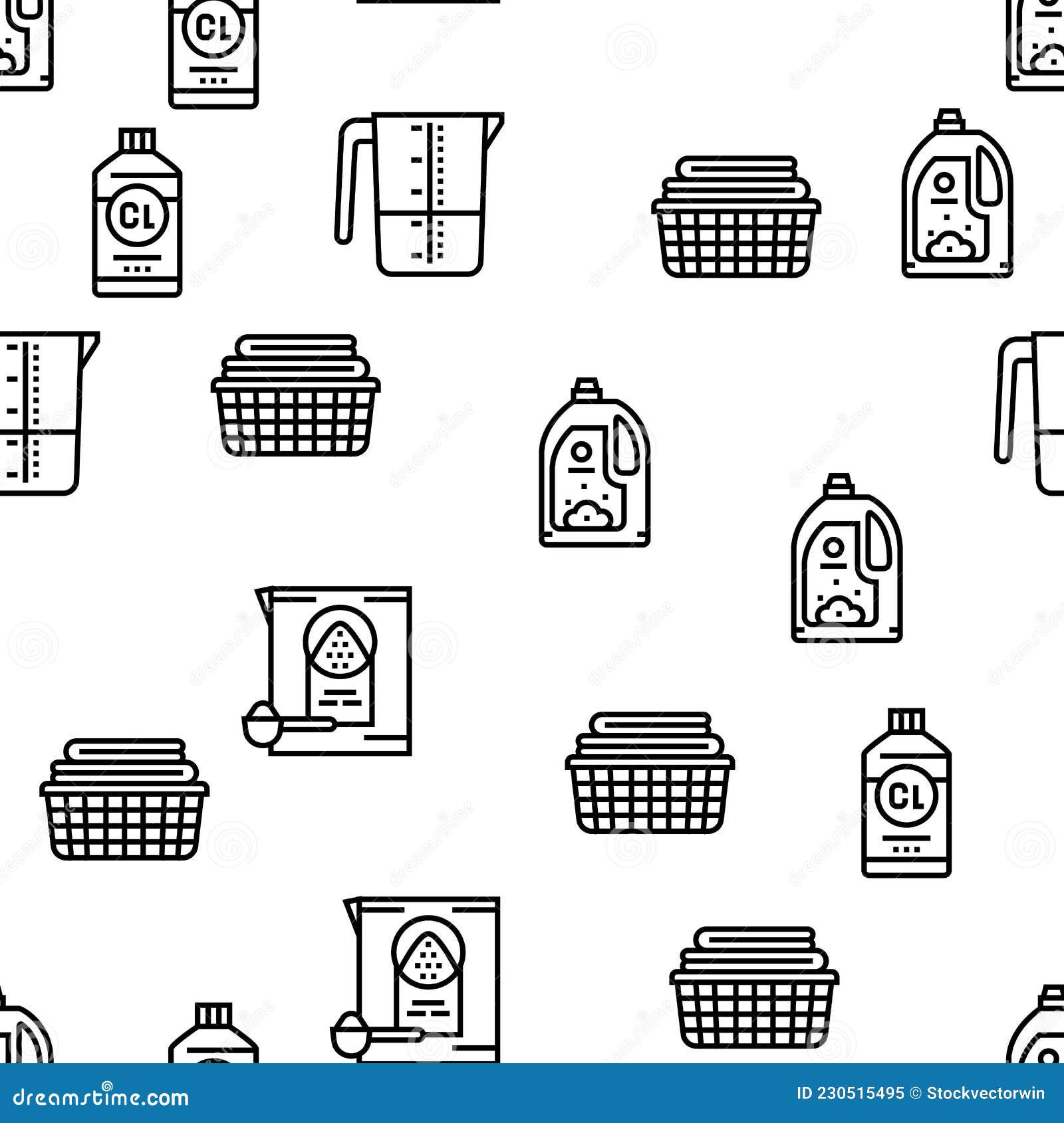Laundry Service Washing Clothes Vector Seamless Pattern Stock Vector ...