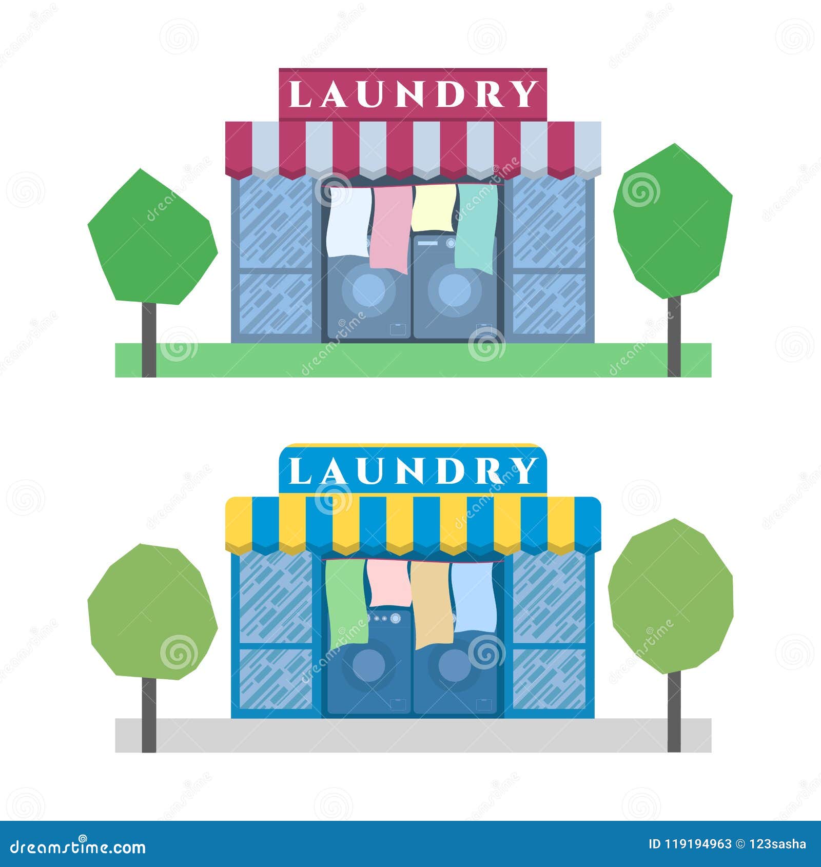 Laundry Shop, Laundromat Room Vector Illustration | CartoonDealer.com ...