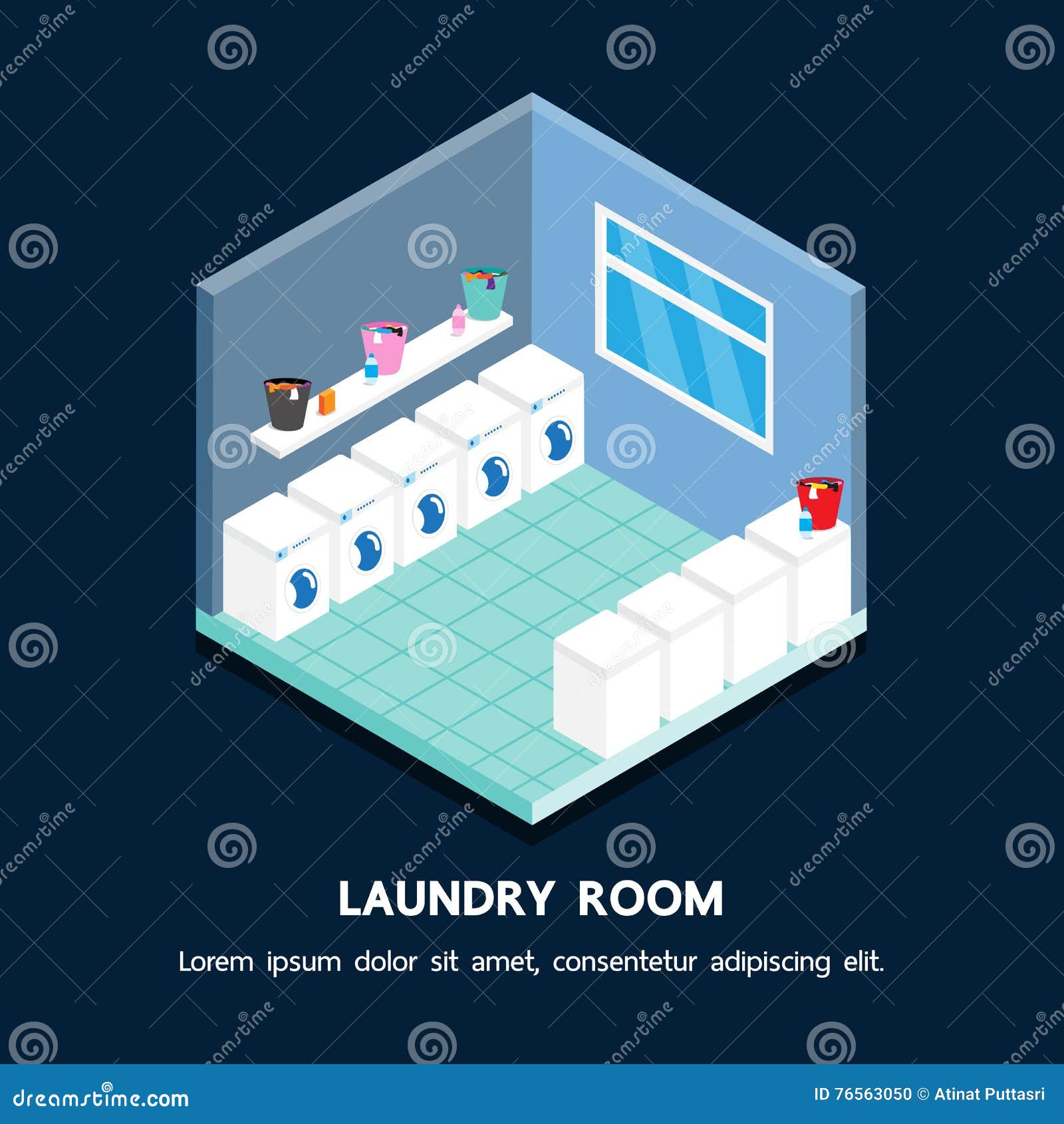 Laundry shop isometric stock vector. Illustration of isometric - 76563050