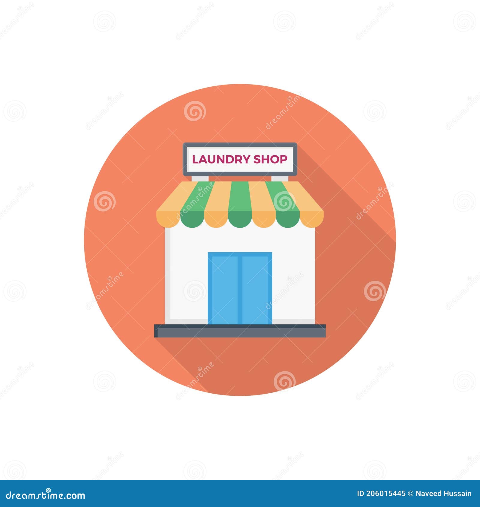 Laundry Shop Vector Flat Colour Icon Stock Vector - Illustration of ...