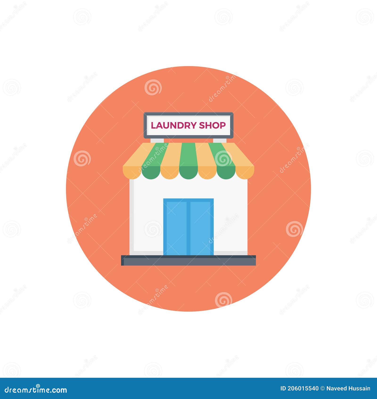 Laundry Shop Vector Flat Colour Icon Stock Vector - Illustration of ...