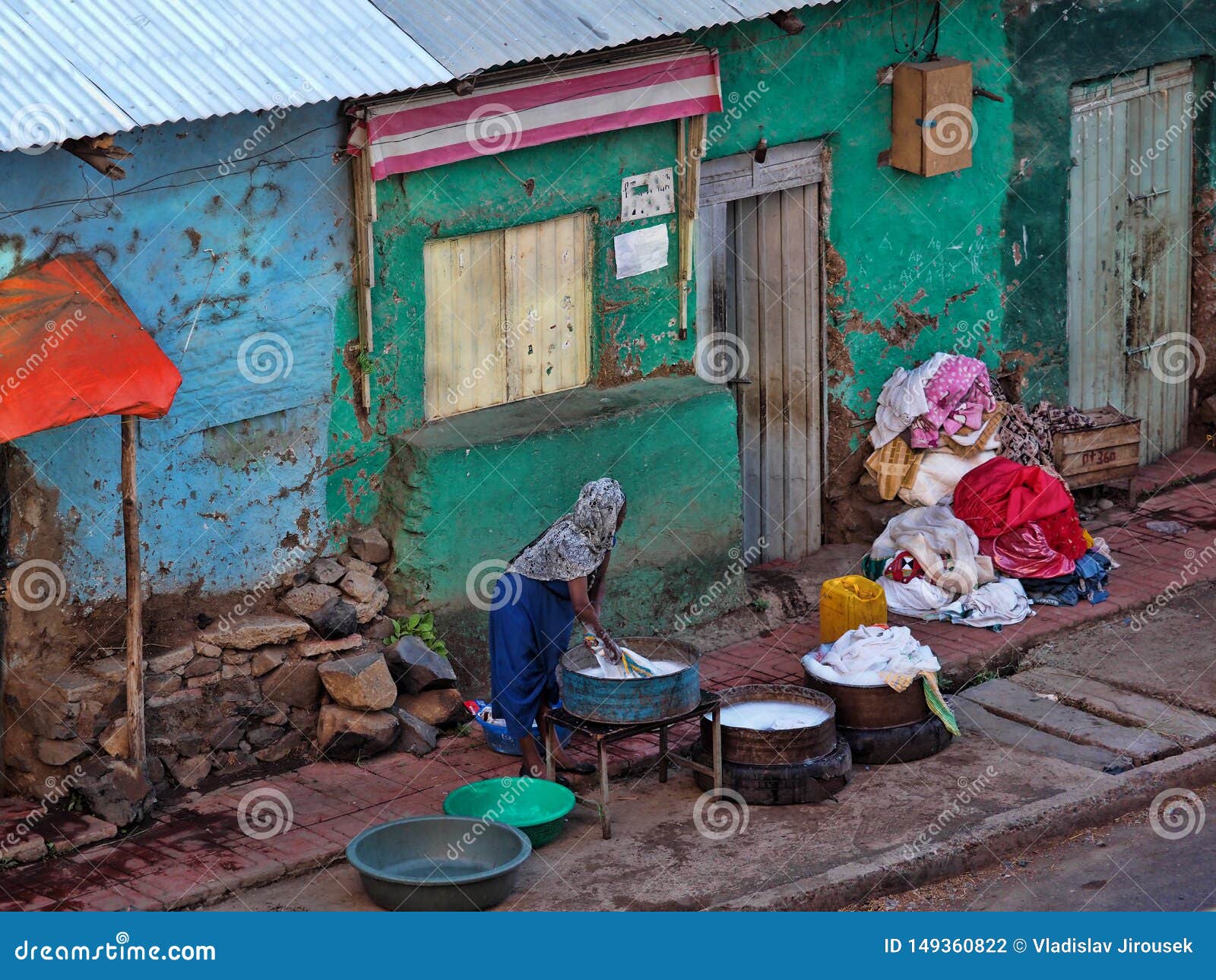 Laundry on the Street is Common, Ethiopia Editorial Photography - Image ...