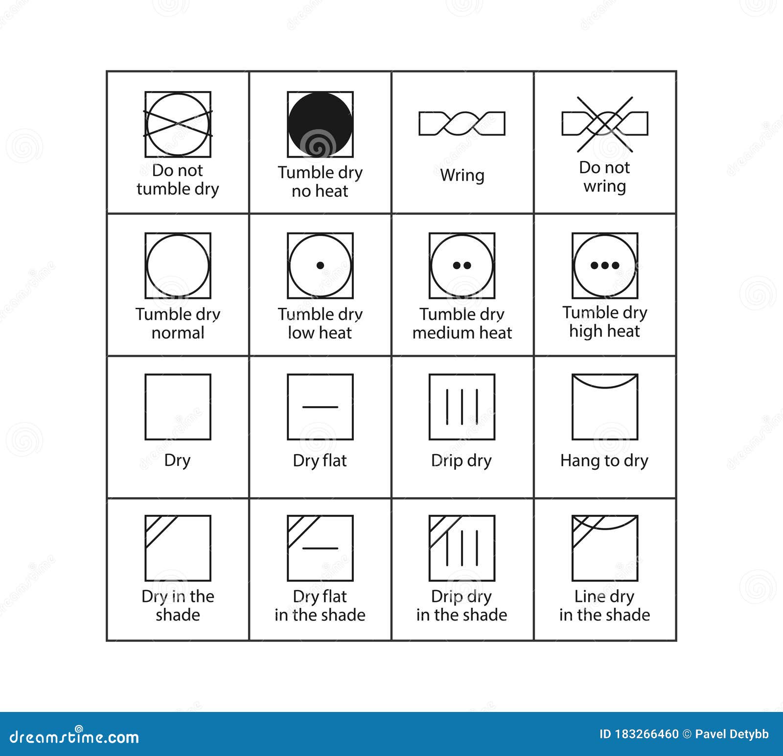 Laundry Symbols, Drying Symbols. Vector Illustration, Flat Design Stock ...