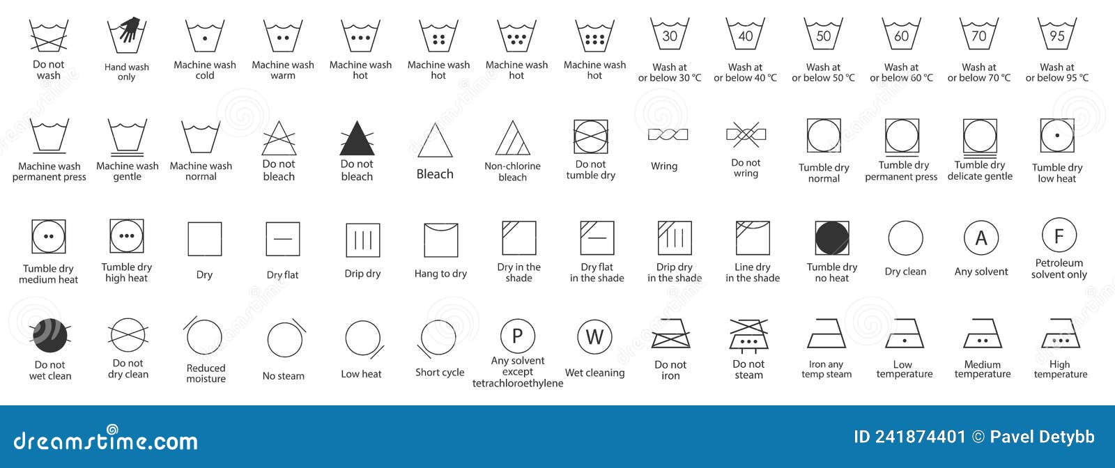 Laundry Symbols Icon Set. Vector Illustration. Stock Vector ...