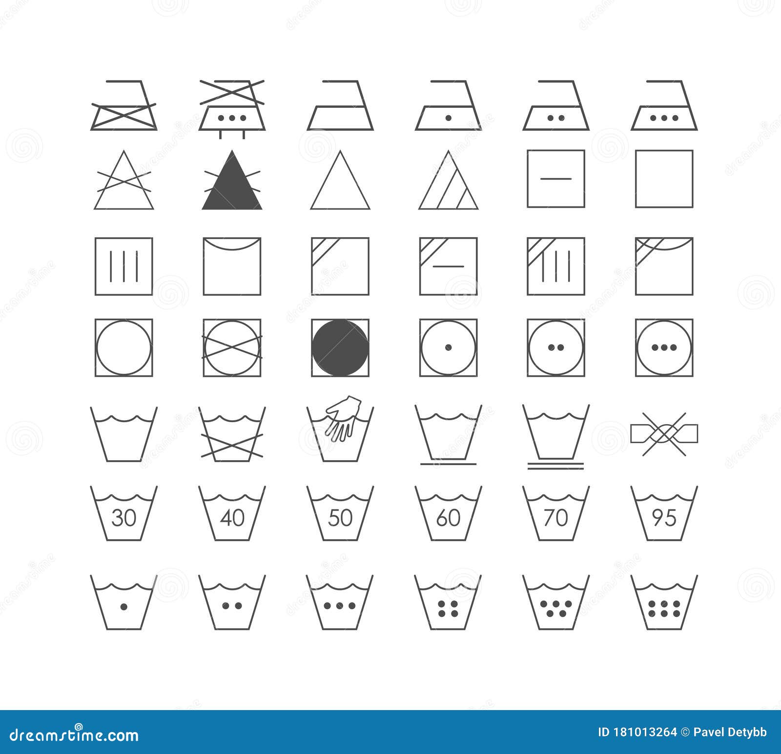 Laundry Symbols Icon Set. Vector Illustration, Flat Design Stock ...