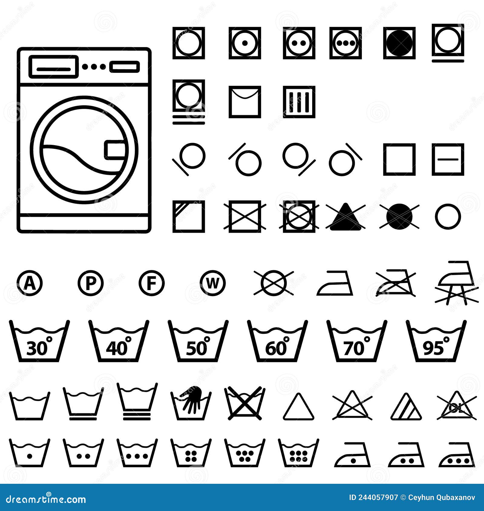 Laundry Vector Icons Set, Full Collection Stock Vector - Illustration ...
